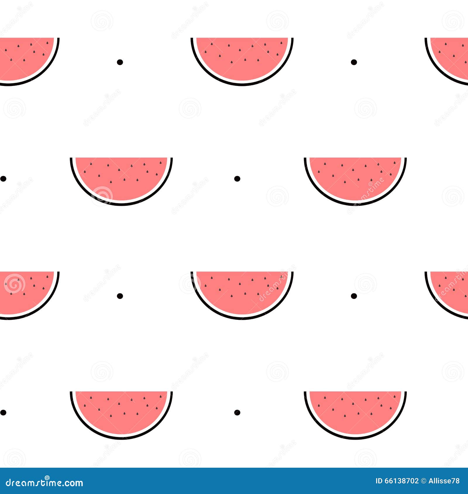 Watermelon Slice Black White and Red Seamless Pattern Background ...