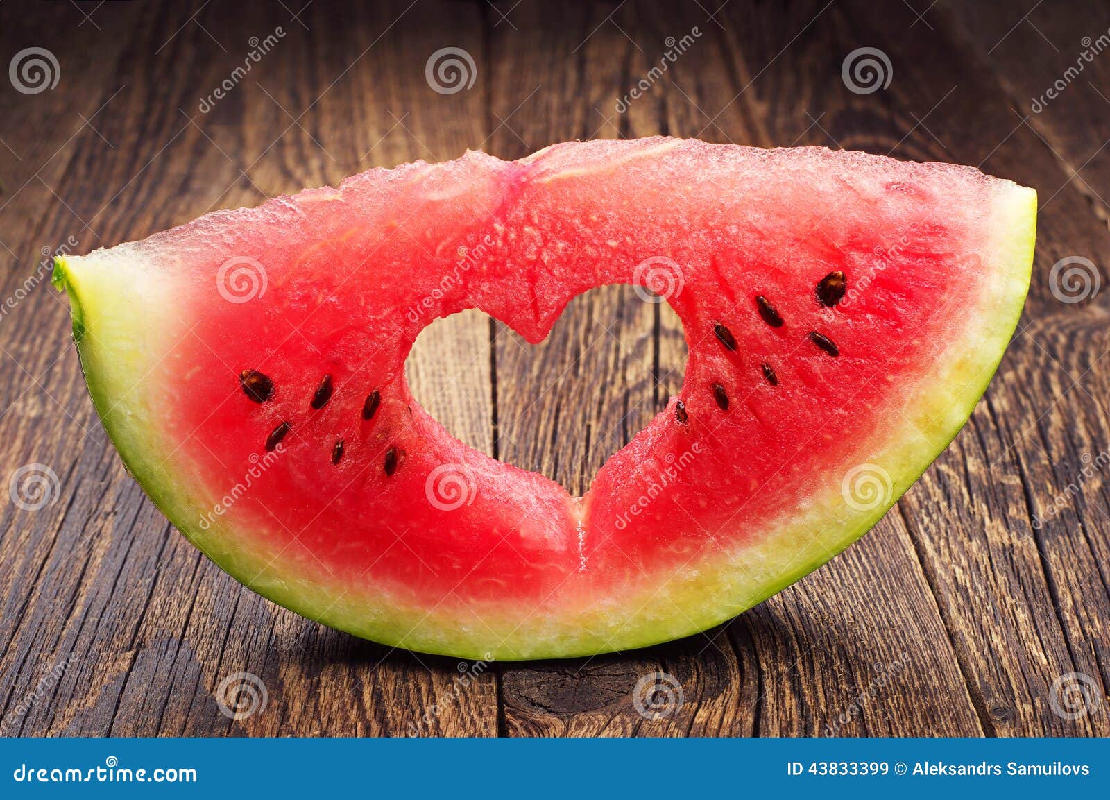 Watermelon Slice with Cut in the Shape of Heart Stock Image - Image of ...