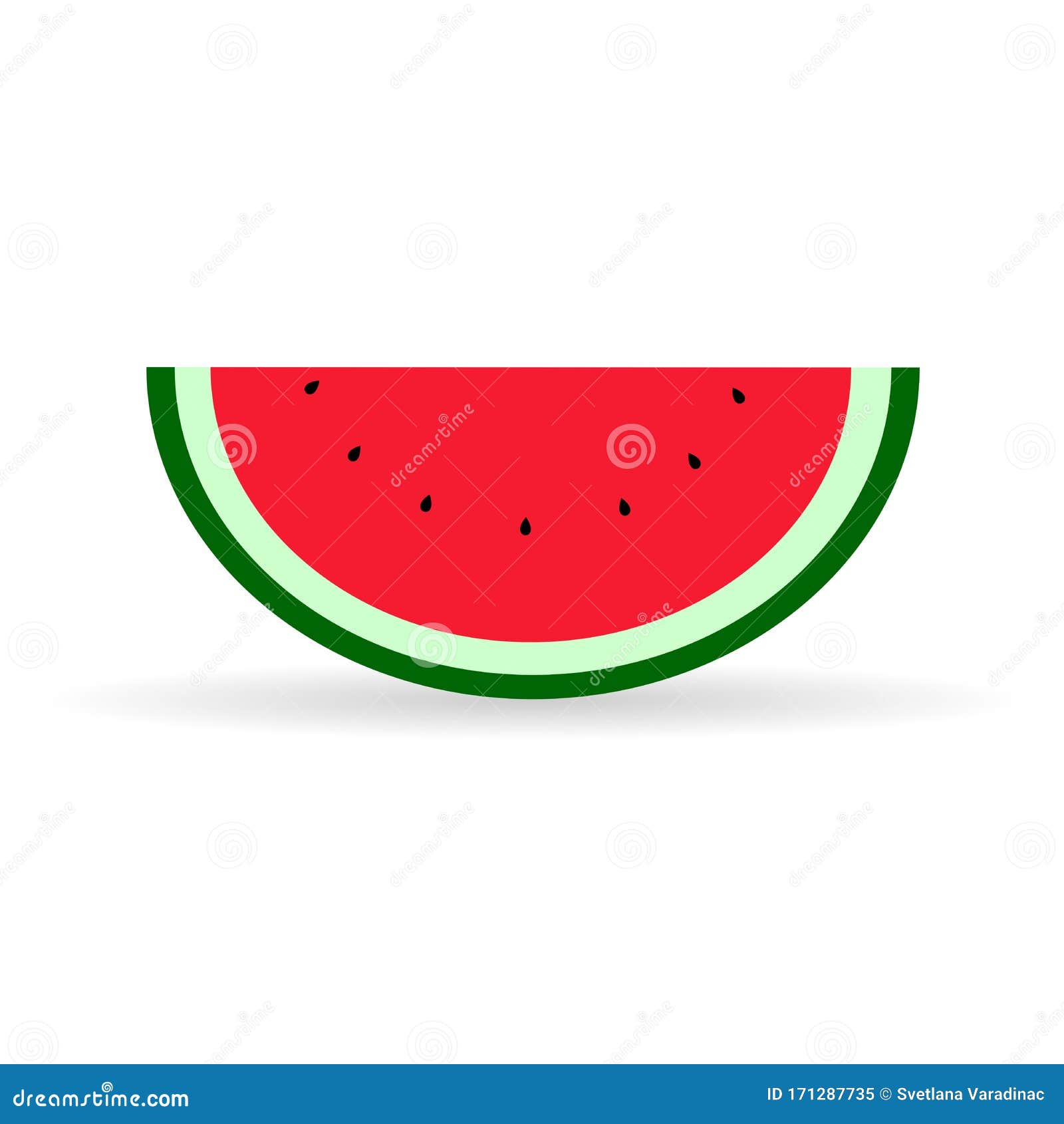 Watermelon Slice Icon with Shadow. Stock Vector - Illustration of piece ...