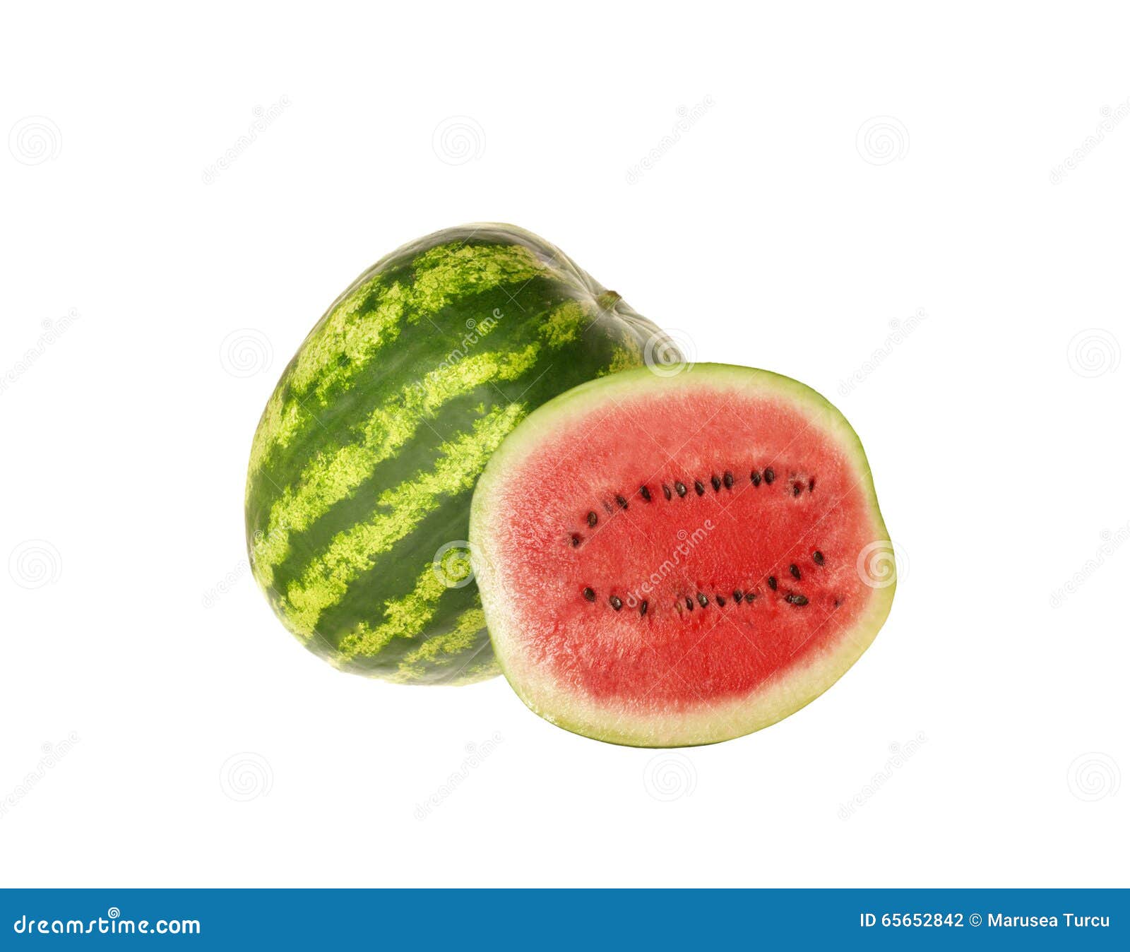 Watermelon and Slice Isolated Stock Photo - Image of isolated, ripe ...