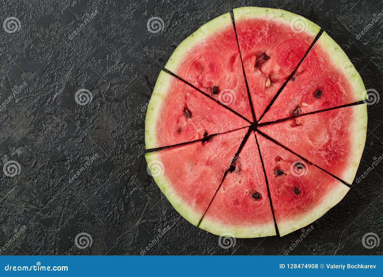 Watermelon Slice on Dark Stone Table. Summer Background Stock Photo ...
