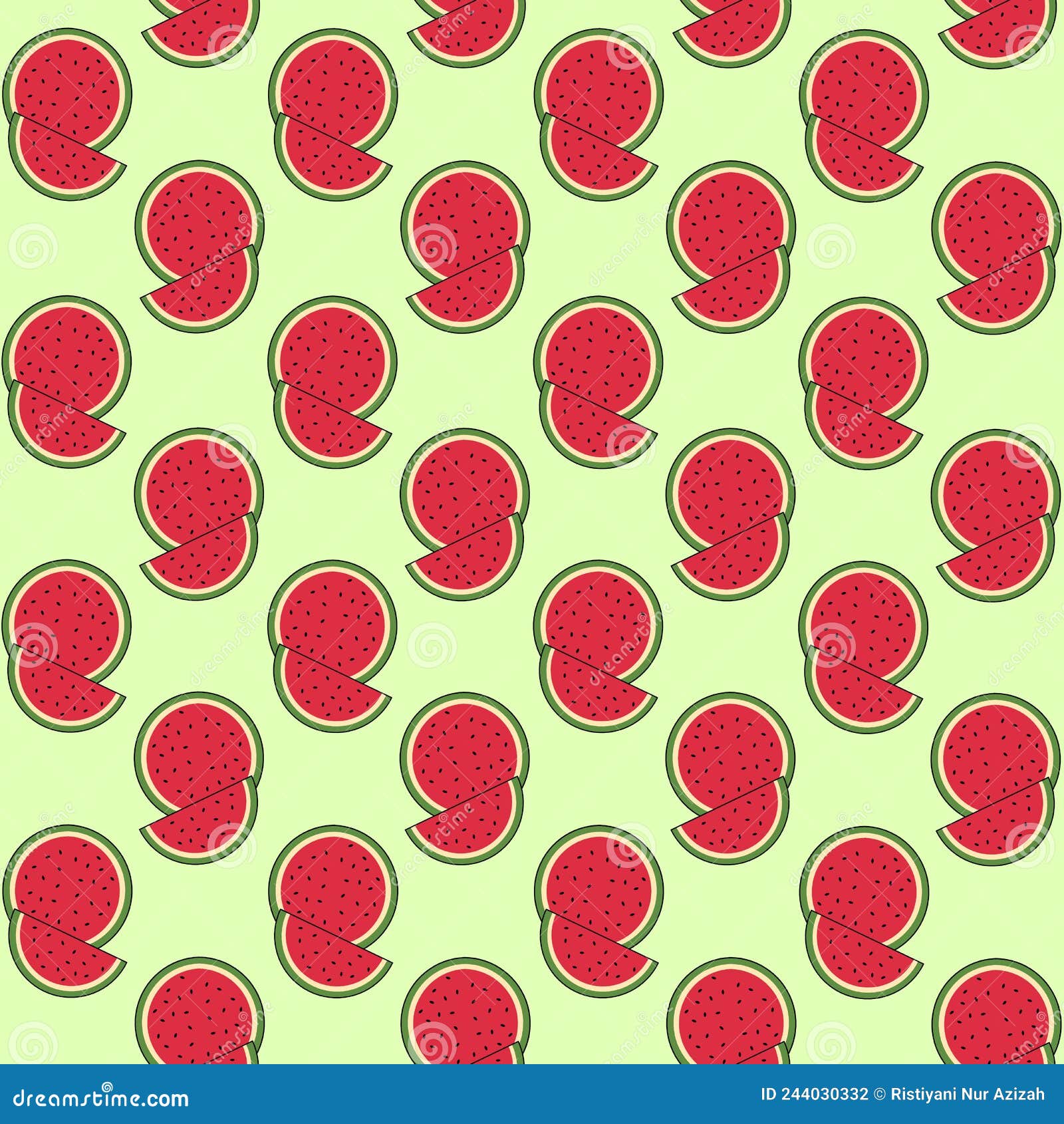 Watermelon Slice Seamless Pattern in Hand Drawn Style. Stock ...