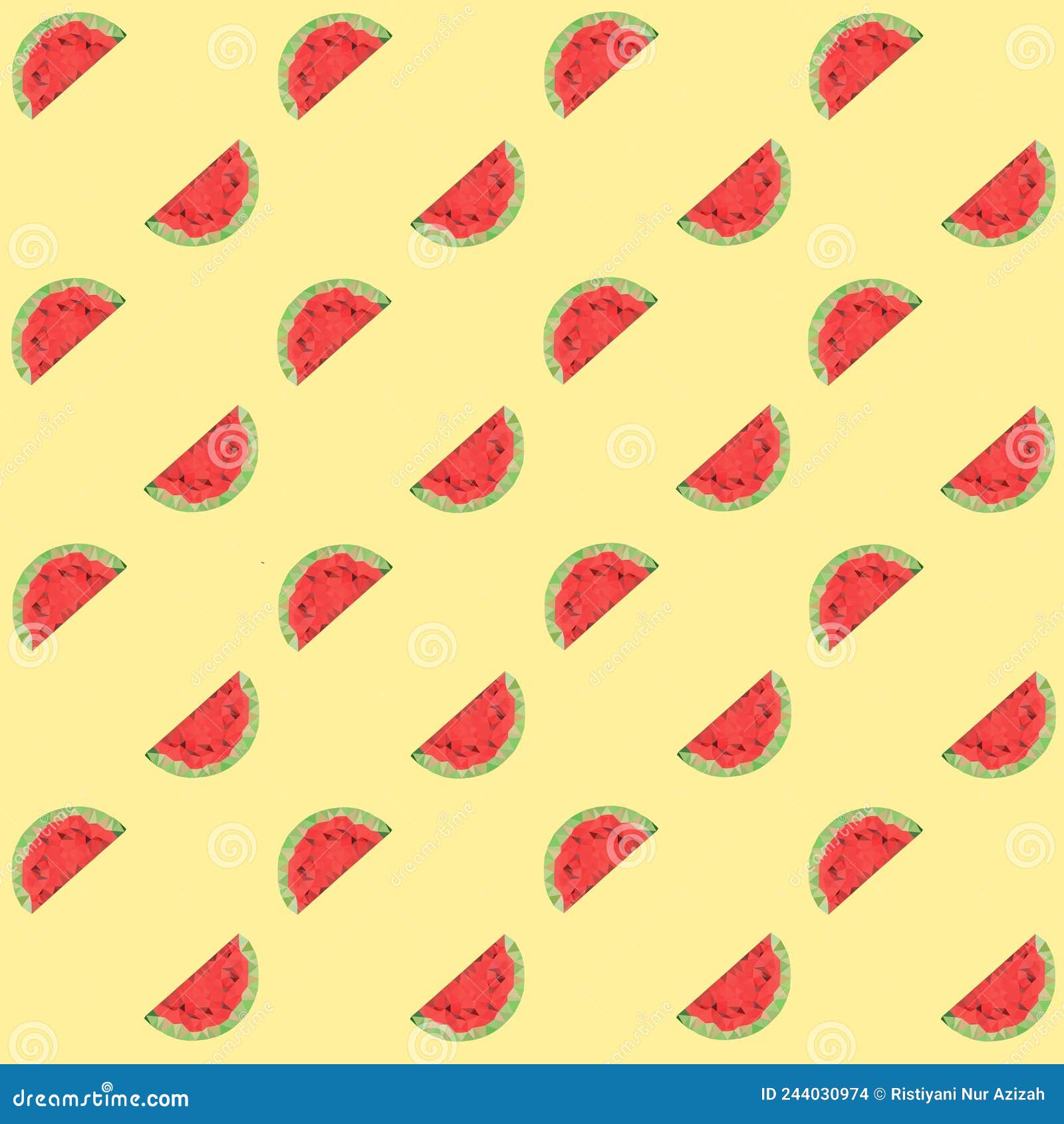 Watermelon Slice Seamless Pattern in Low Poly Style. Stock Vector ...