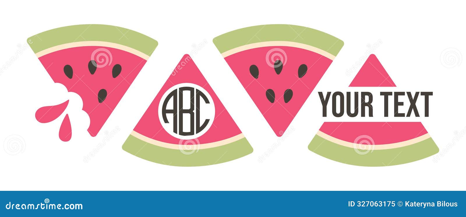 Watermelon Slice Split Frame Round Monogram Template Stock Vector ...