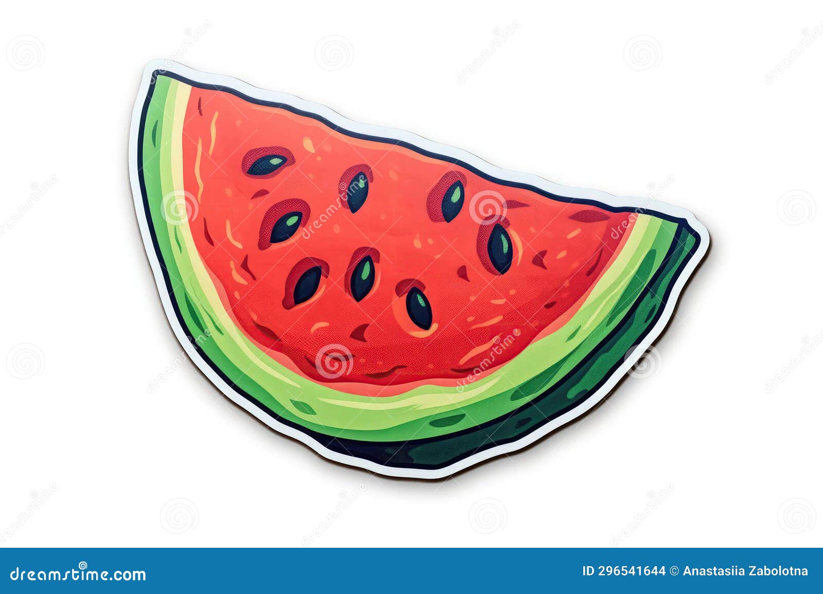 Watermelon Slice Sticker on White Background. Generative AI Stock ...