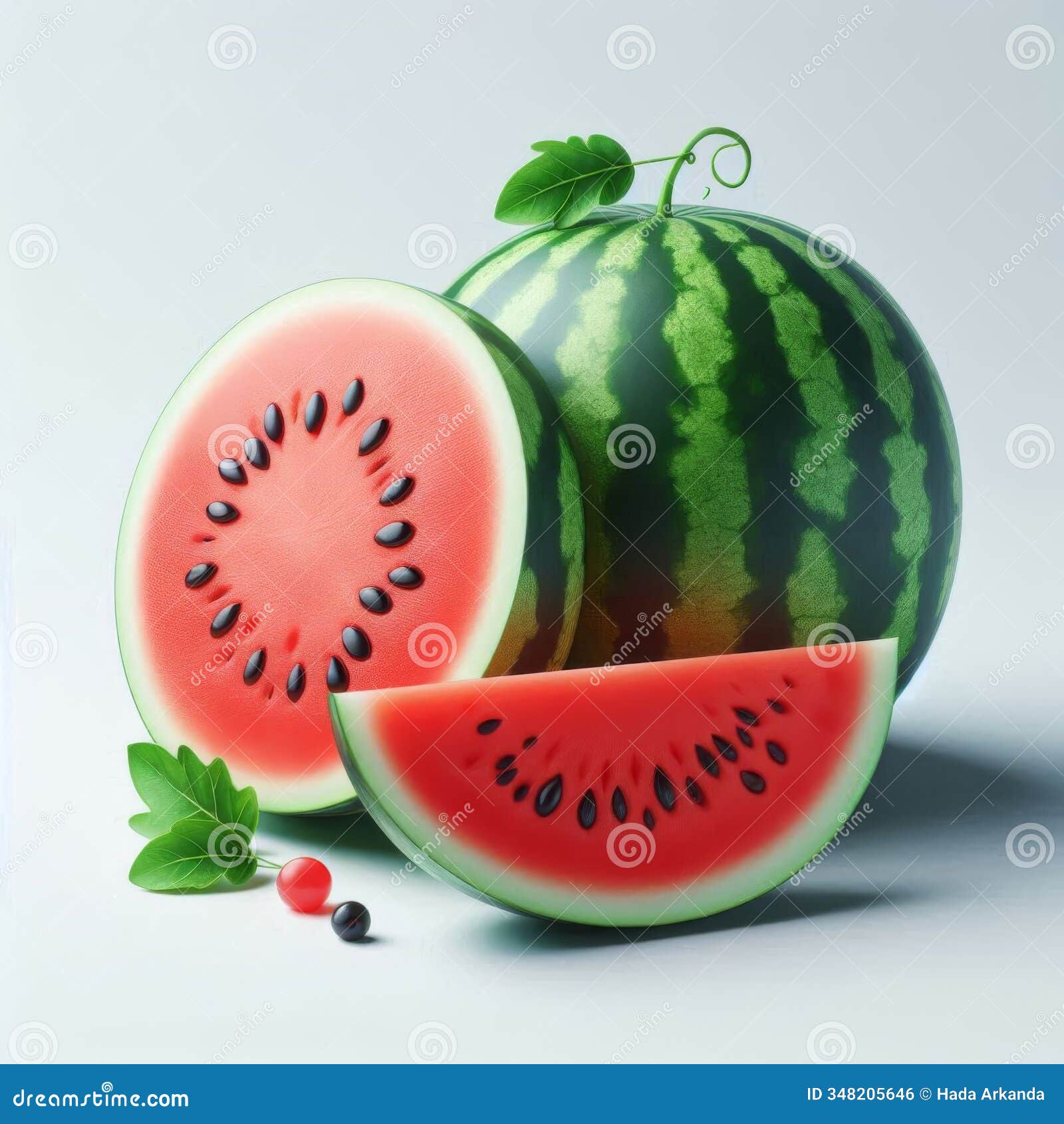 Watermelon and Slice on White Ideal for Packaging Layout Ok Stock ...