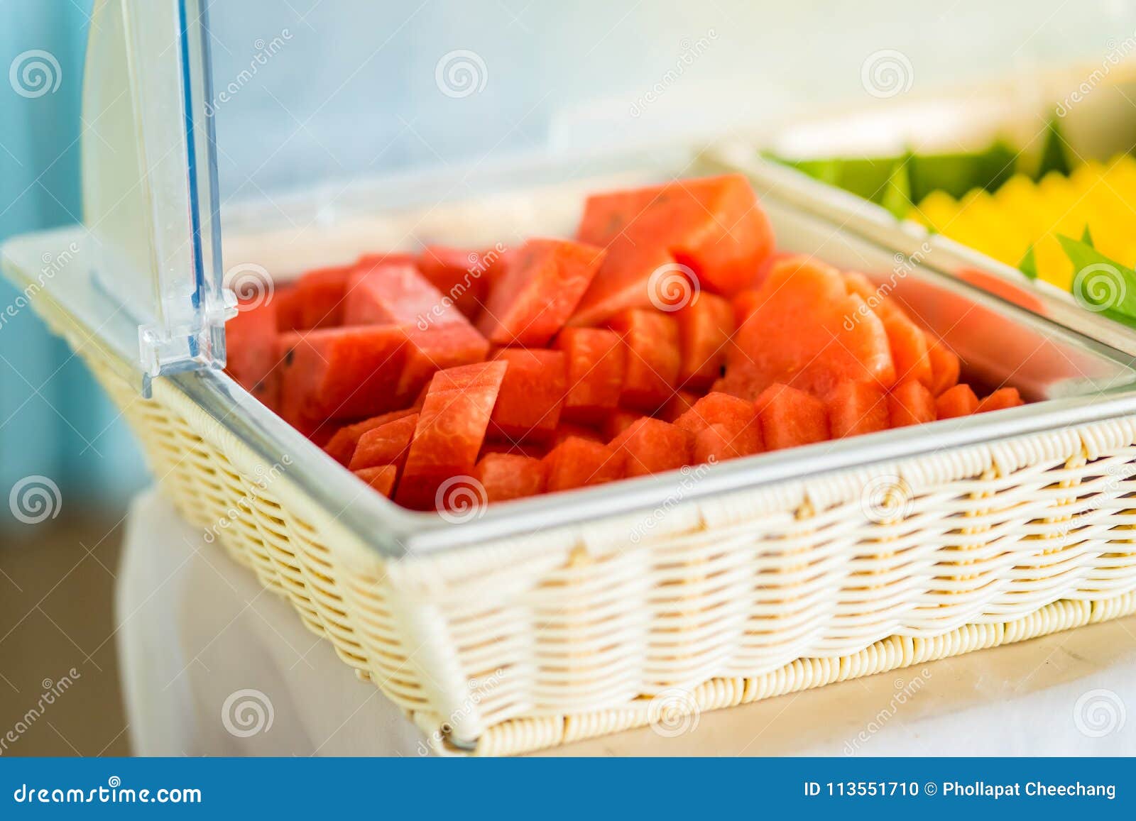 Watermelon Sliced in the Buffet Restaurant Stock Photo - Image of ...