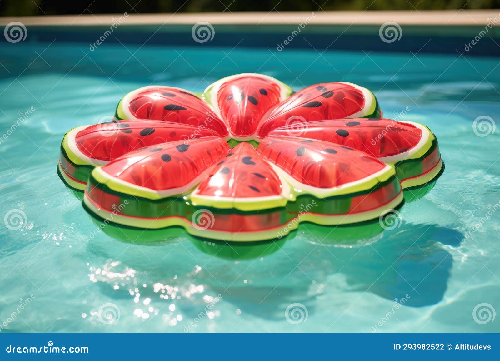 Watermelon Slices Arrayed on a Bright Pool Float Stock Illustration ...