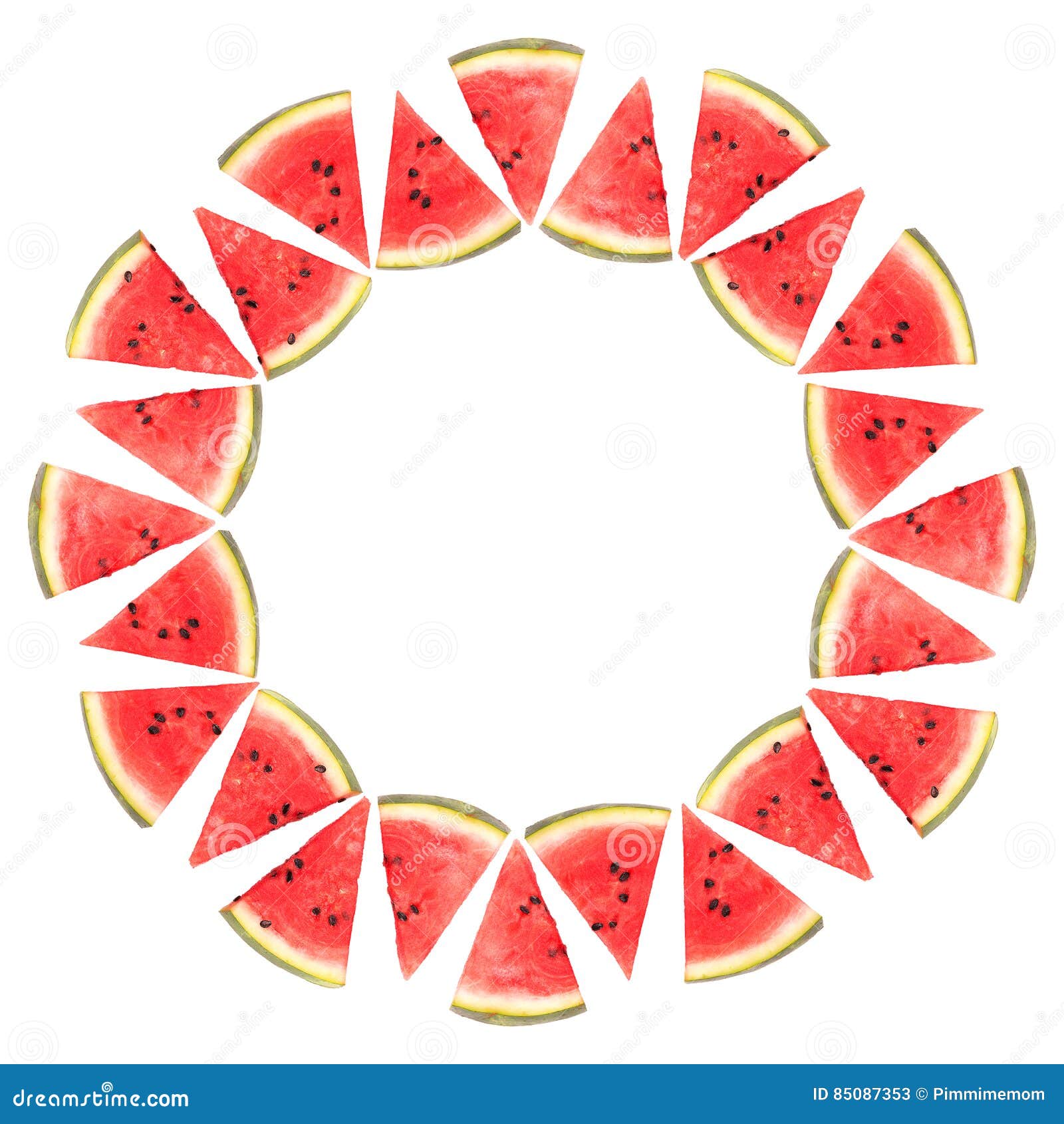 Watermelon Slices in a Circle, Isolated Stock Image - Image of color ...