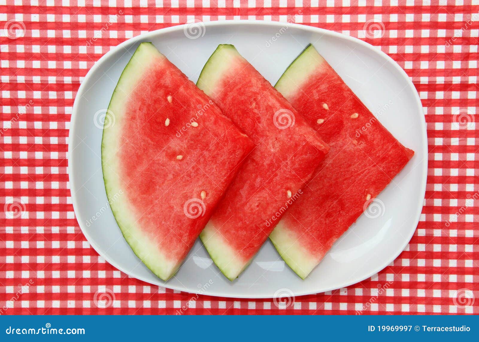 Watermelon Slices on Dish, Platter Stock Image - Image of fruit ...