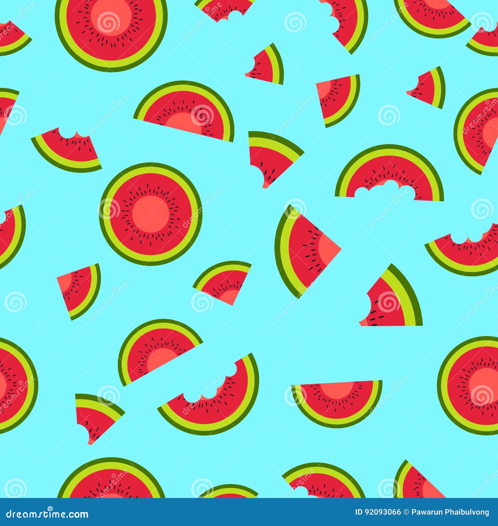 Watermelon Slices Pattern and Seamless Background. Vector Illustration ...