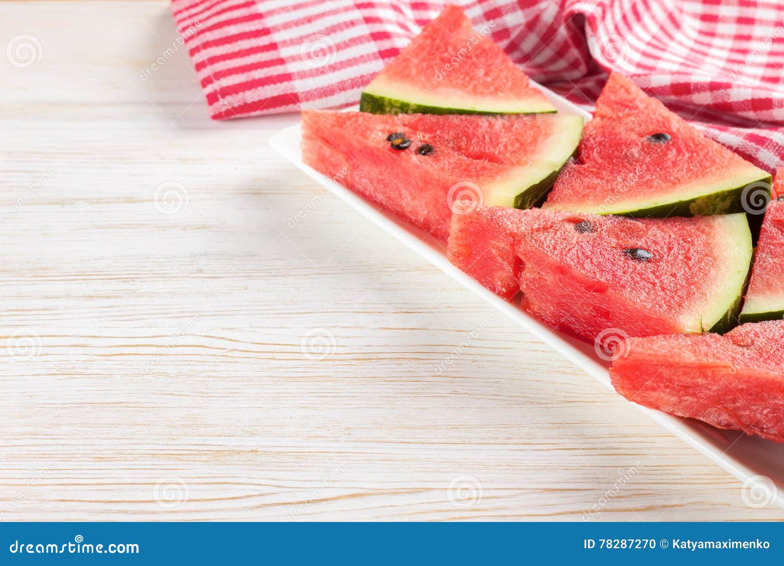 Watermelon Slices on the Plate Stock Photo - Image of floor, juice ...