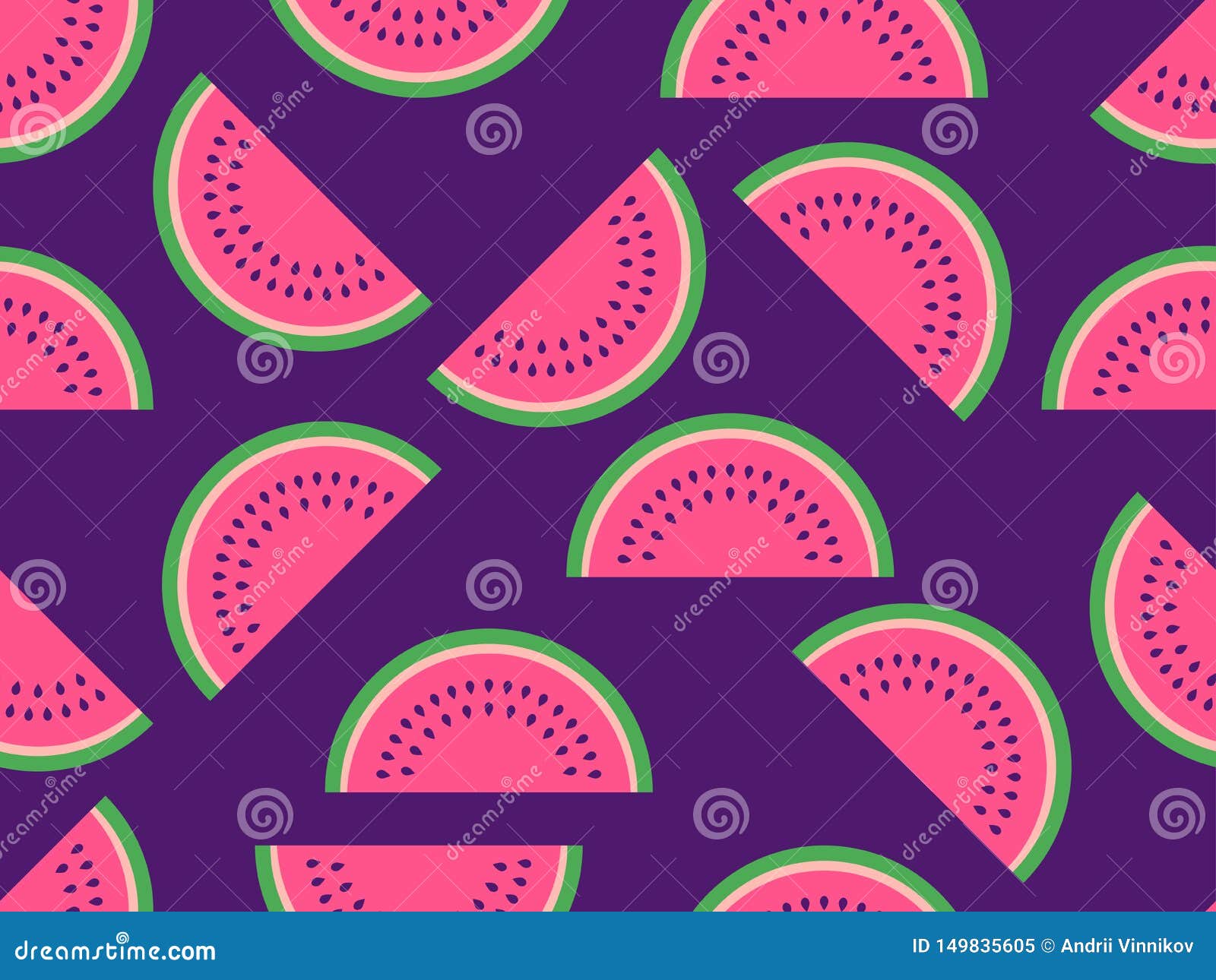 Watermelon Slices Seamless Pattern. Summer Background. Pink and Purple Color Stock Vector ...