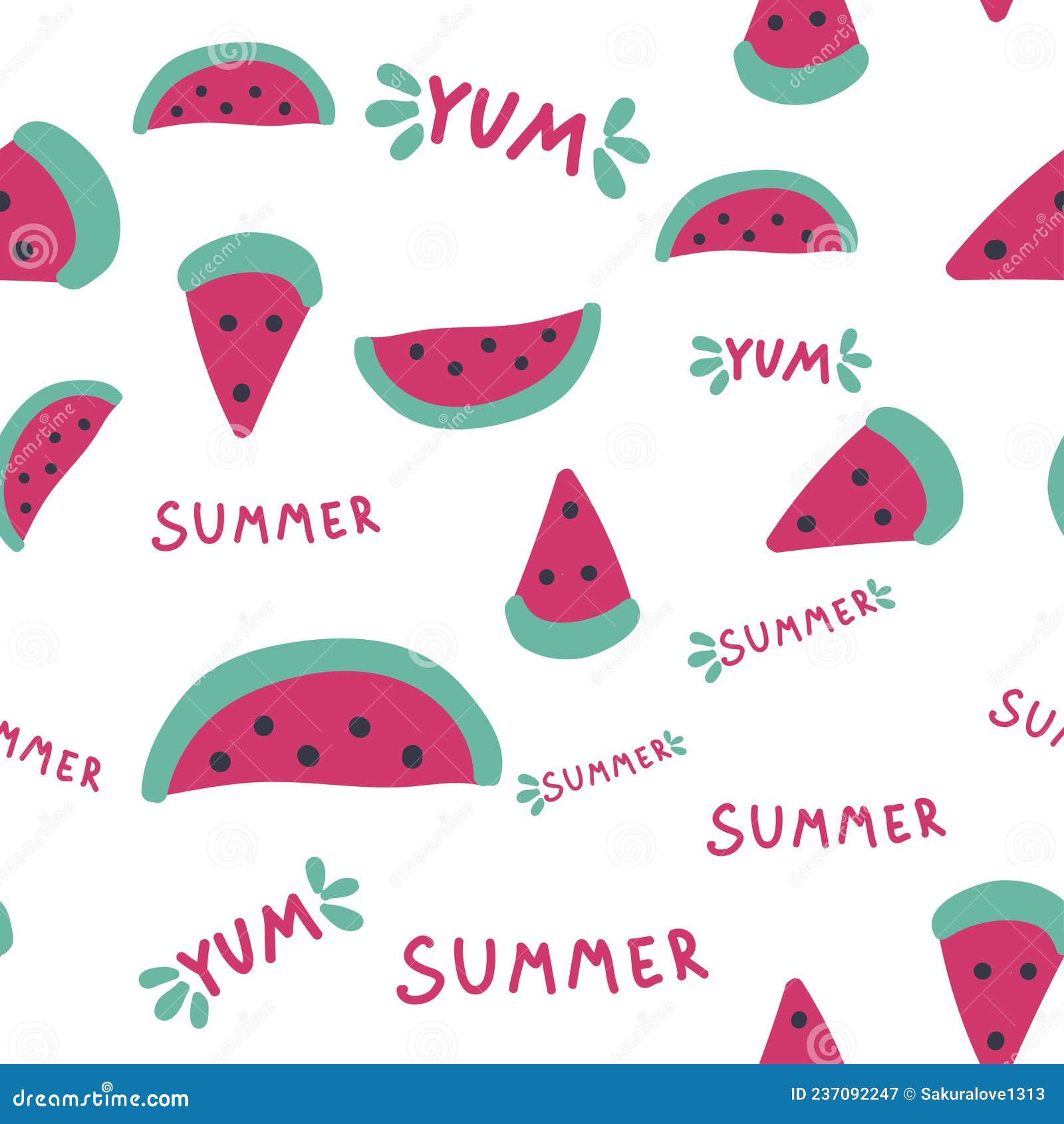Watermelon Slices Seamless Pattern, Summer Pattern with Yum-yum ...