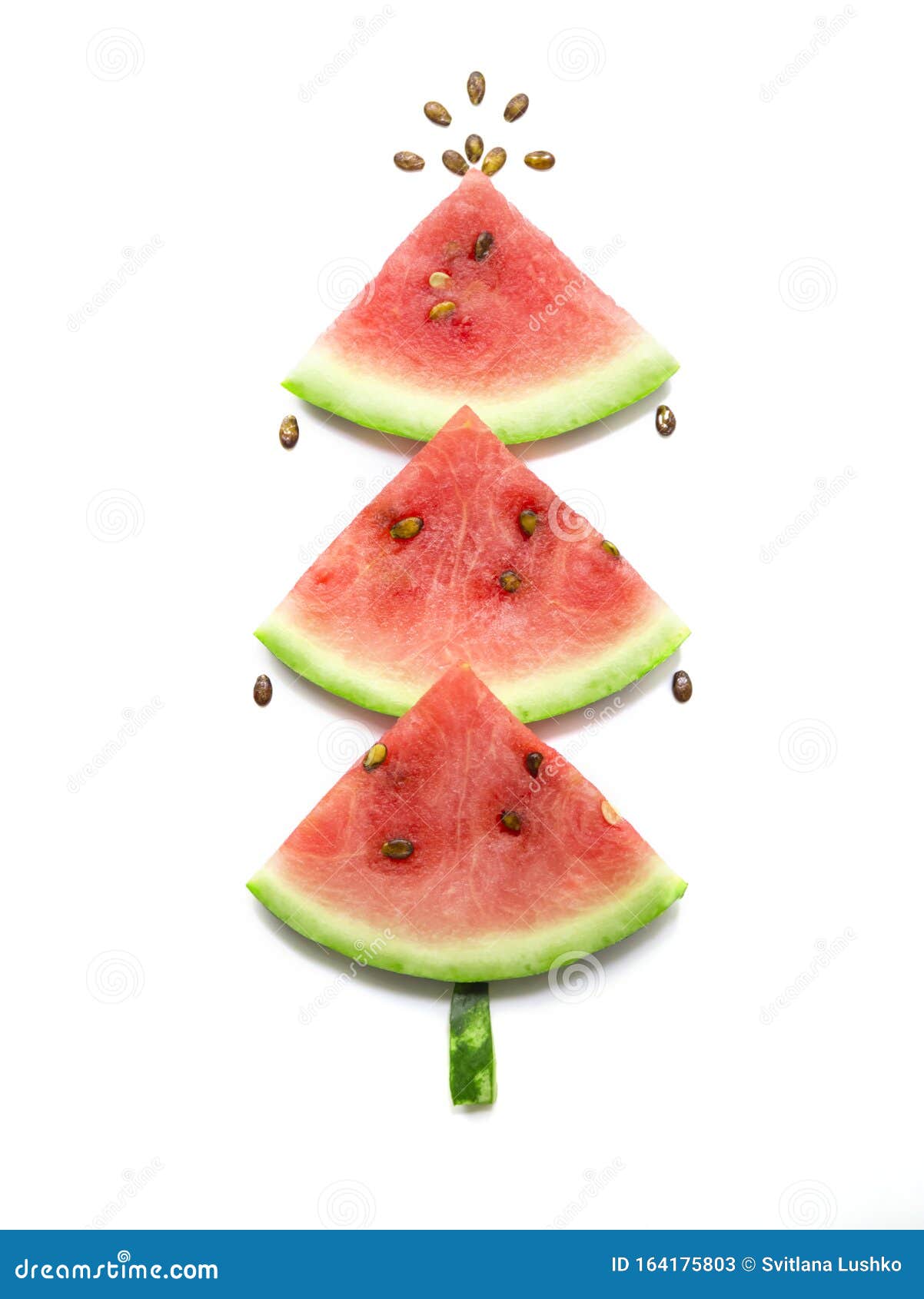 Watermelon Slices in Shape of Christmas Tree Isolated on White Stock ...