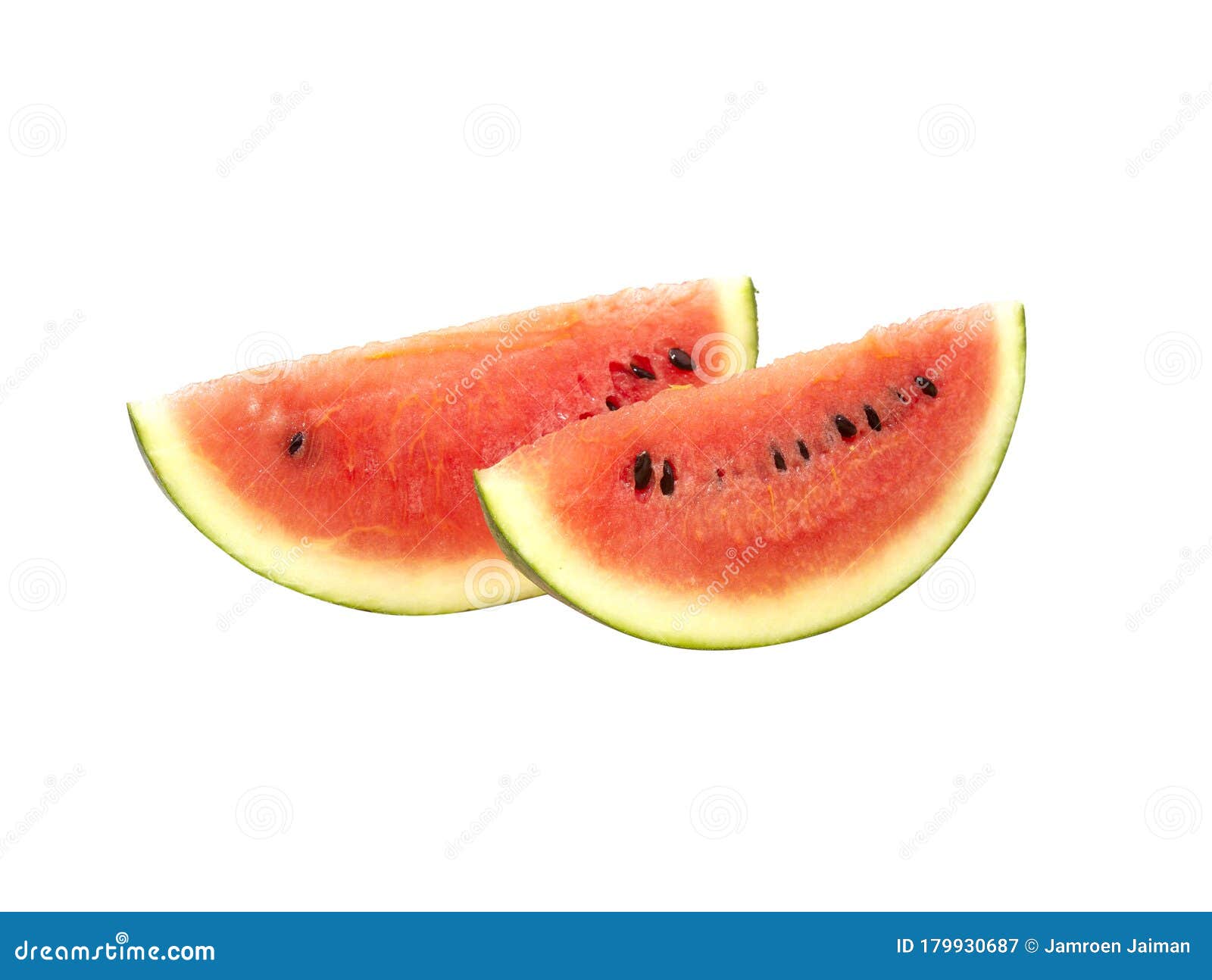 Watermelon Slices Split Red Pieces Placed on a White Background Stock ...