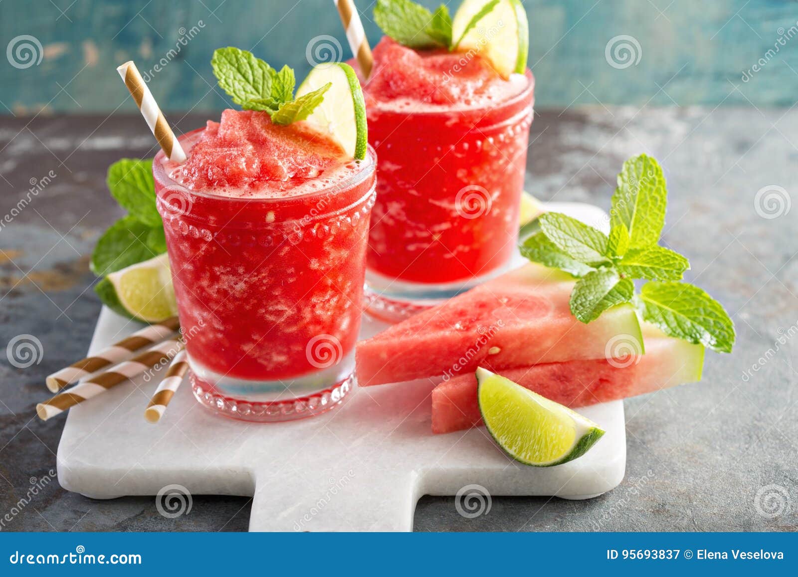 Watermelon Slushie Cocktail with Lime Stock Image - Image of nutrition ...