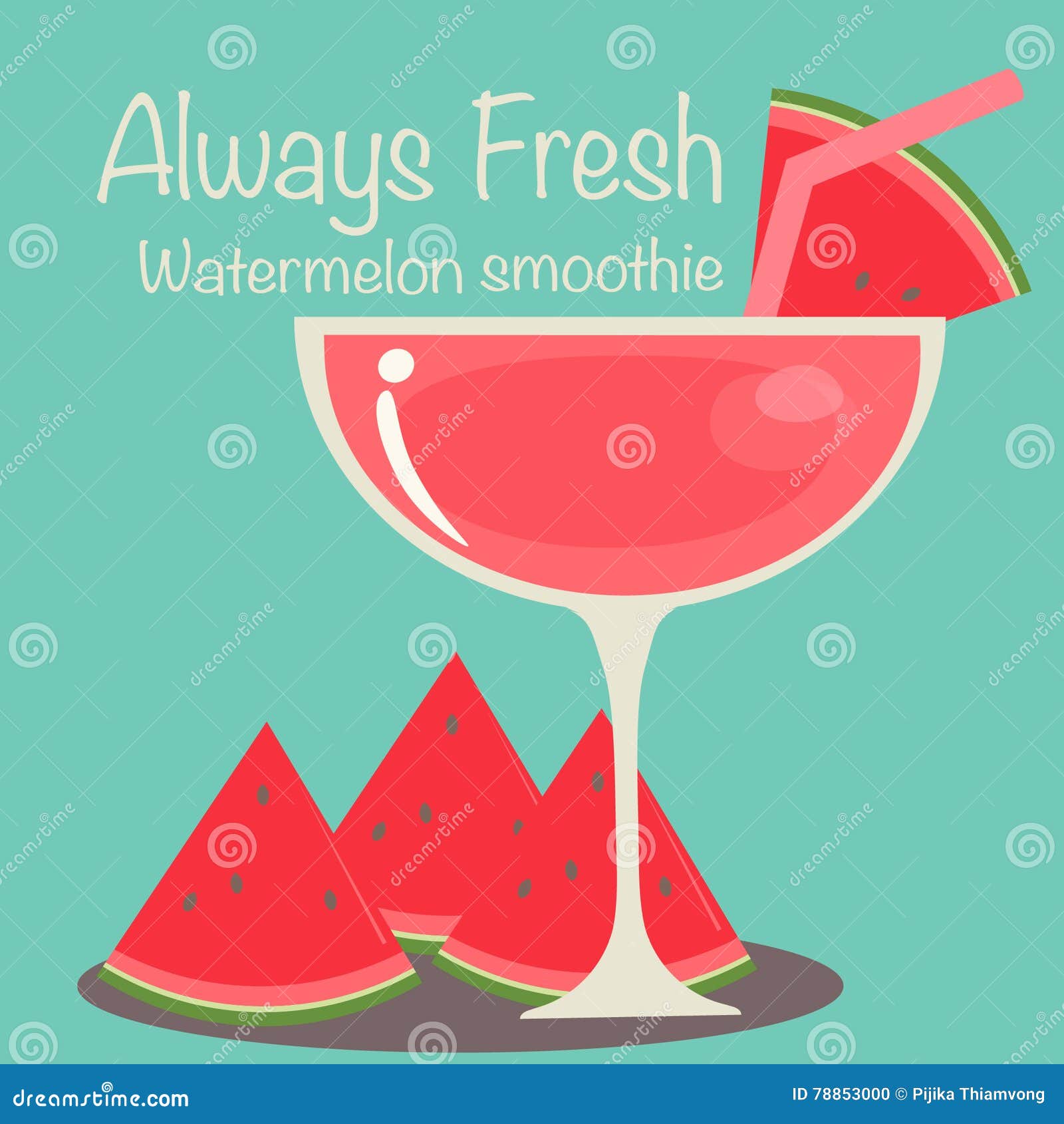 Watermelon Smoothie And Ripe Freshy Water Melon Vector On White Color ...