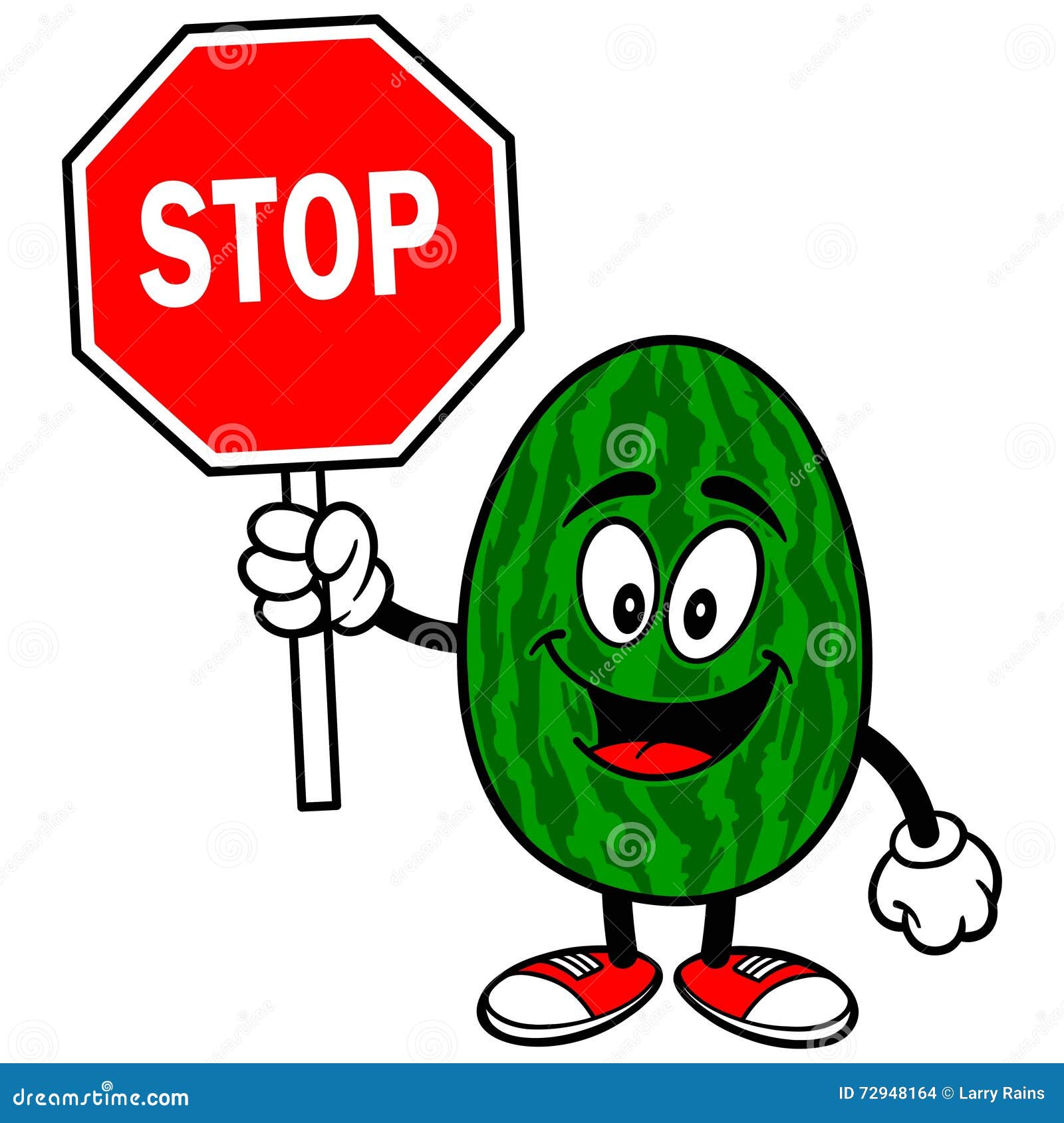 Watermelon with Stop Sign stock illustration. Illustration of vector ...
