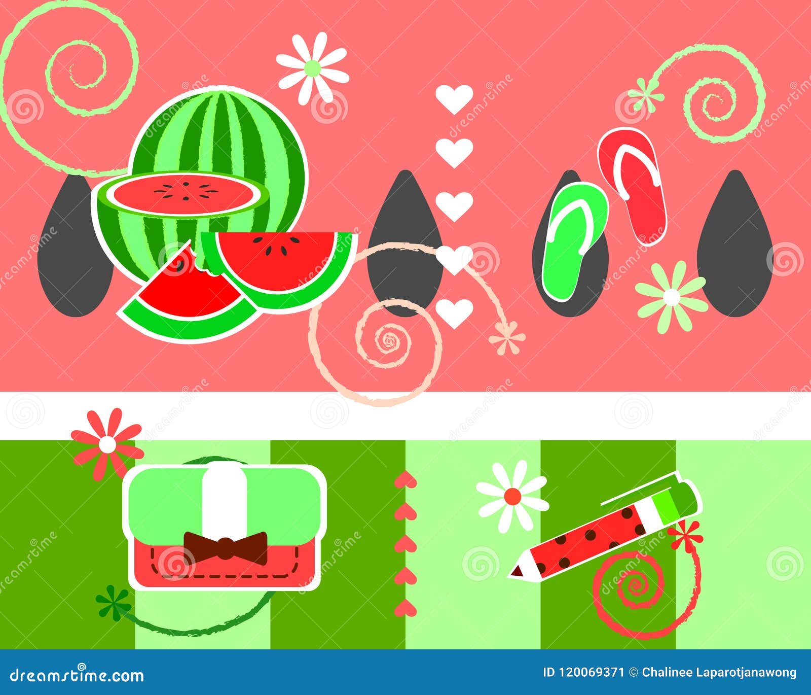 The Watermelon Style Background Stock Vector - Illustration of pattern ...