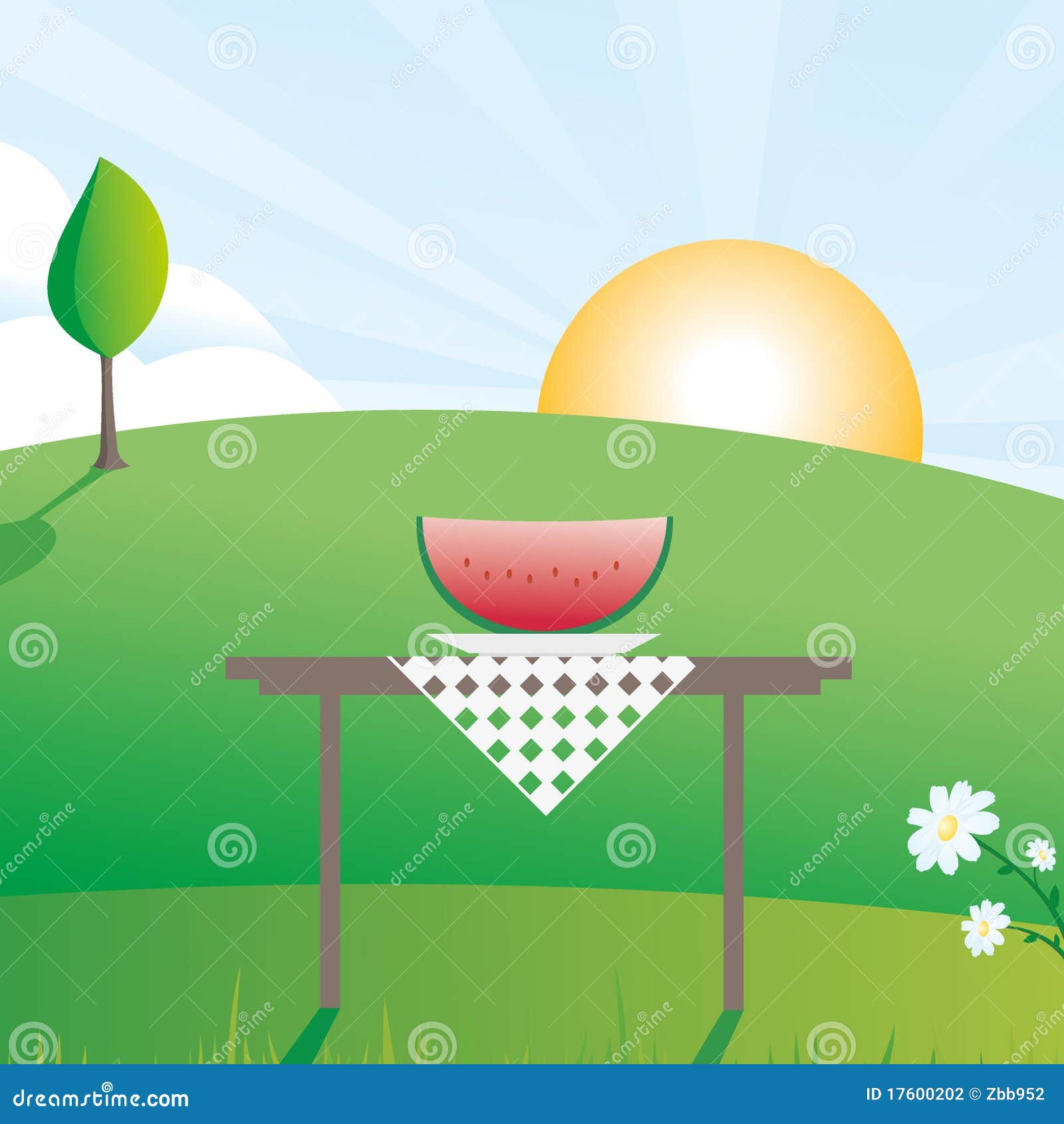 Watermelon summer scene stock illustration. Illustration of diet - 17600202