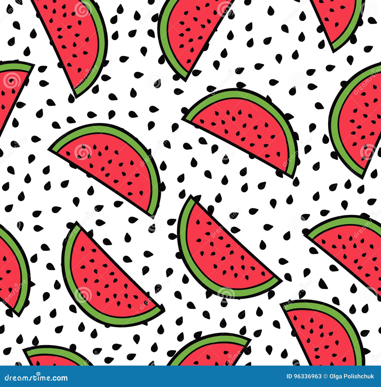 Watermelon Summer Seamless Pattern Stock Illustration - Illustration of ...