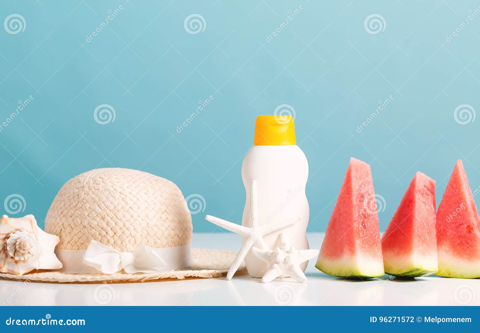Watermelon on with Summer Themed Objects Stock Photo - Image of sliced ...