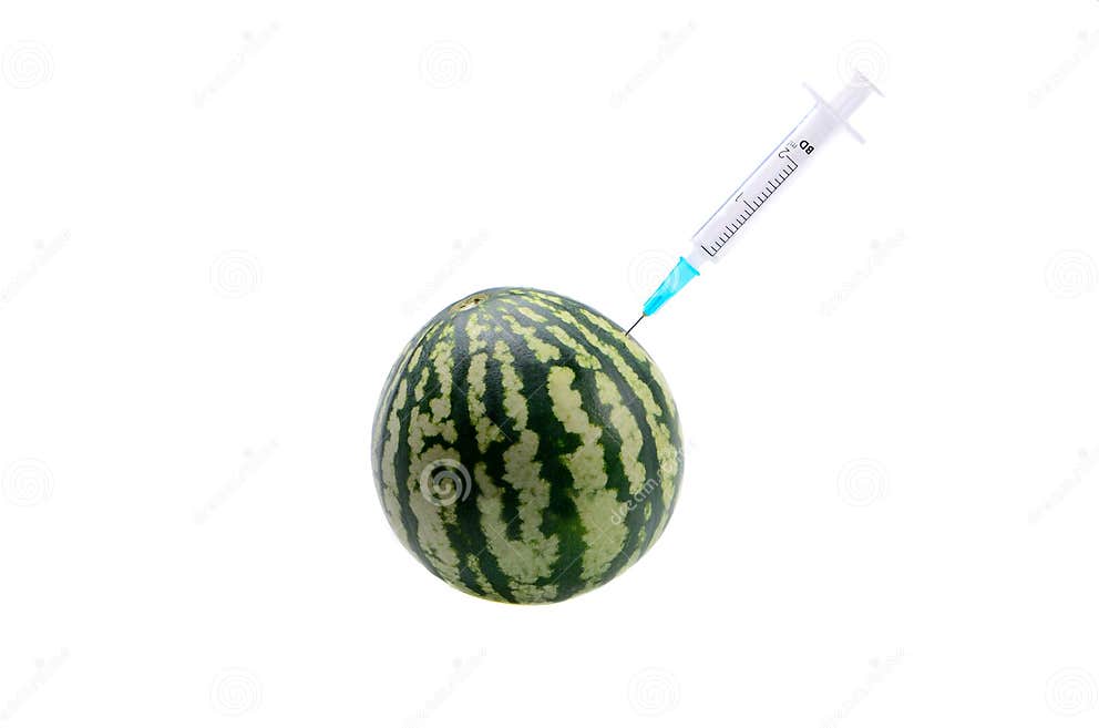 Watermelon with a Syringe Isolated on a White Background Stock Photo ...