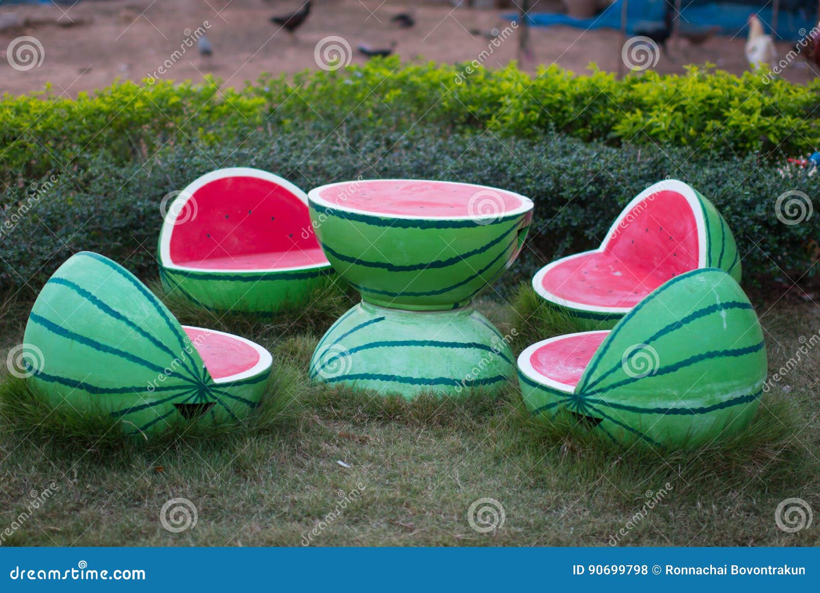 Watermelon Table in the Garden Stock Photo - Image of paradise ...
