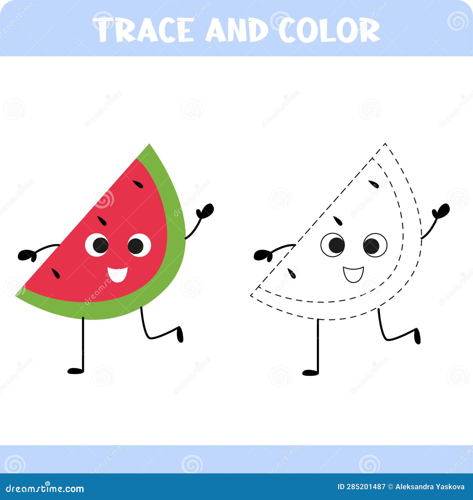 Watermelon. Trace the Line Game for Kids Stock Vector - Illustration of ...