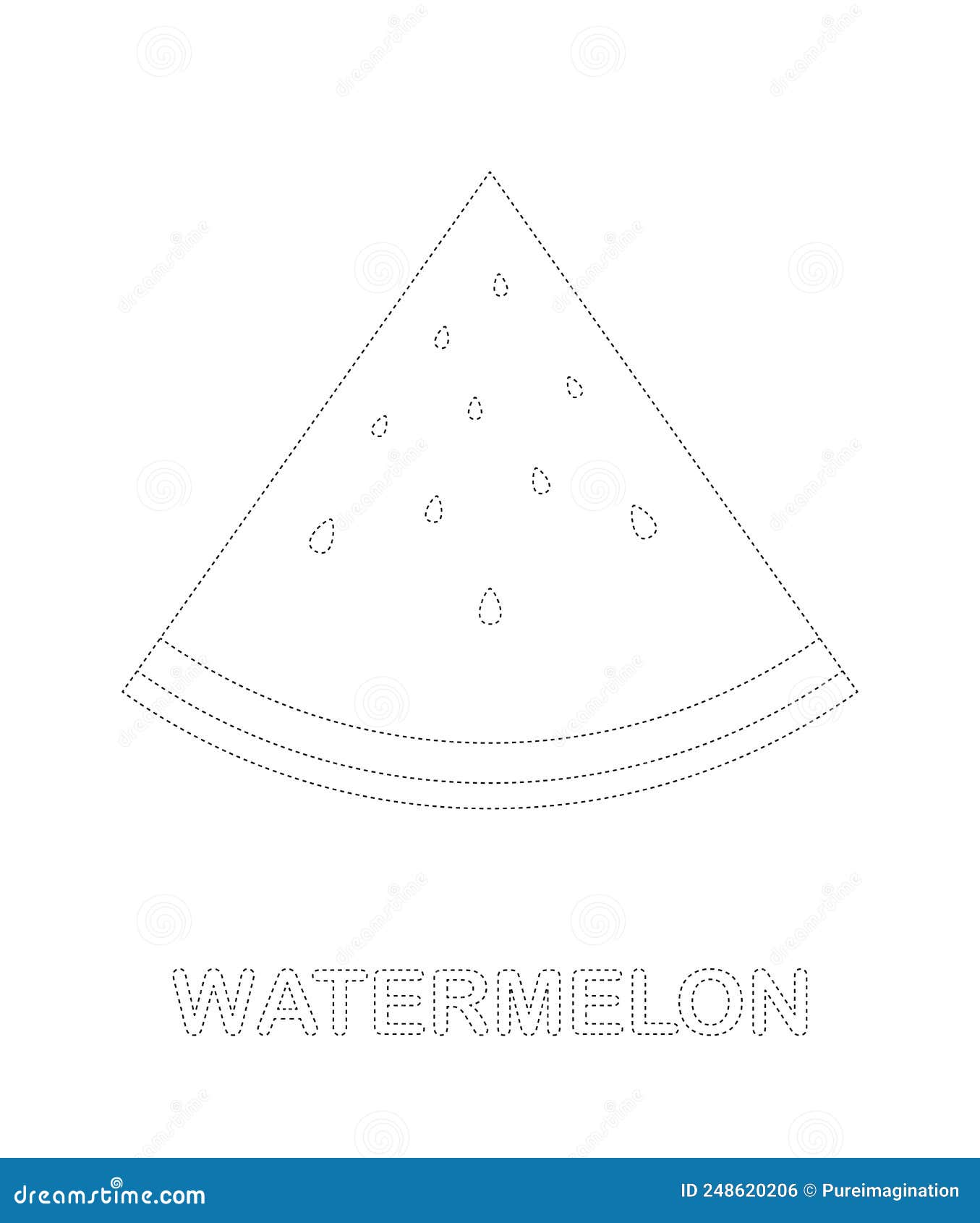 Watermelon Tracing Worksheet for Kids Stock Vector - Illustration of ...