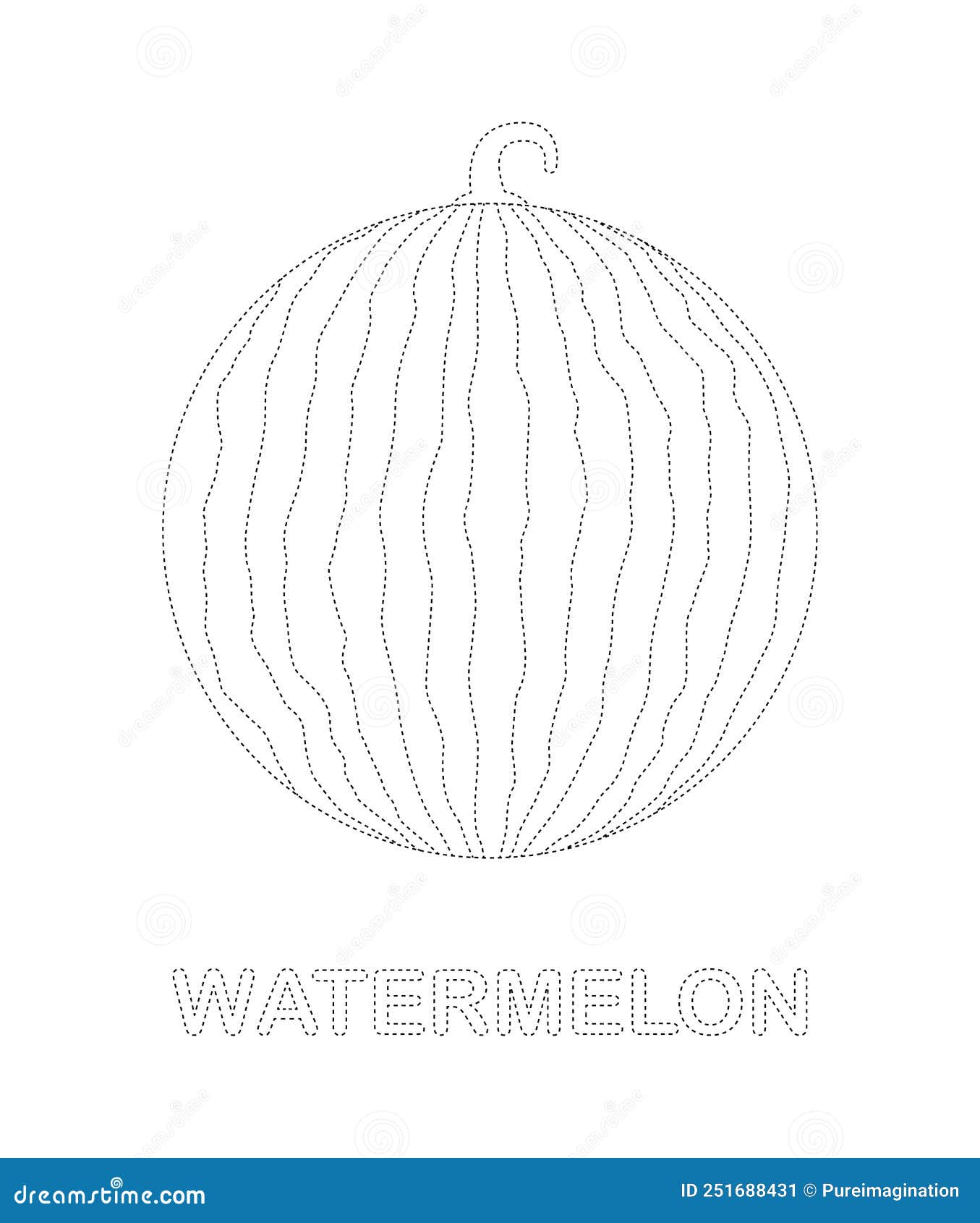 Watermelon Tracing Worksheet for Kids Stock Vector - Illustration of ...