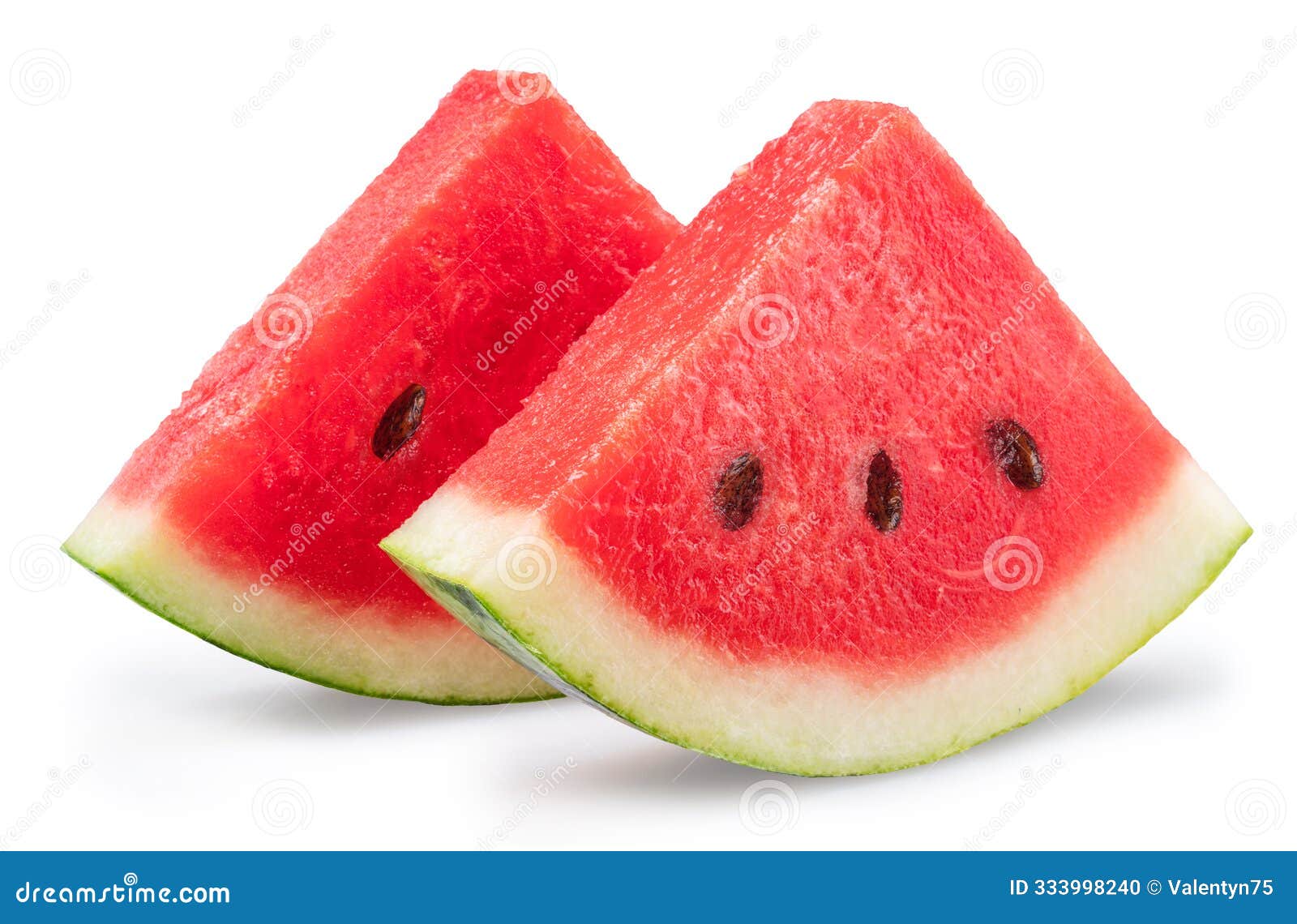 Watermelon Triangle Slices with Seeds Isolated on White Background ...