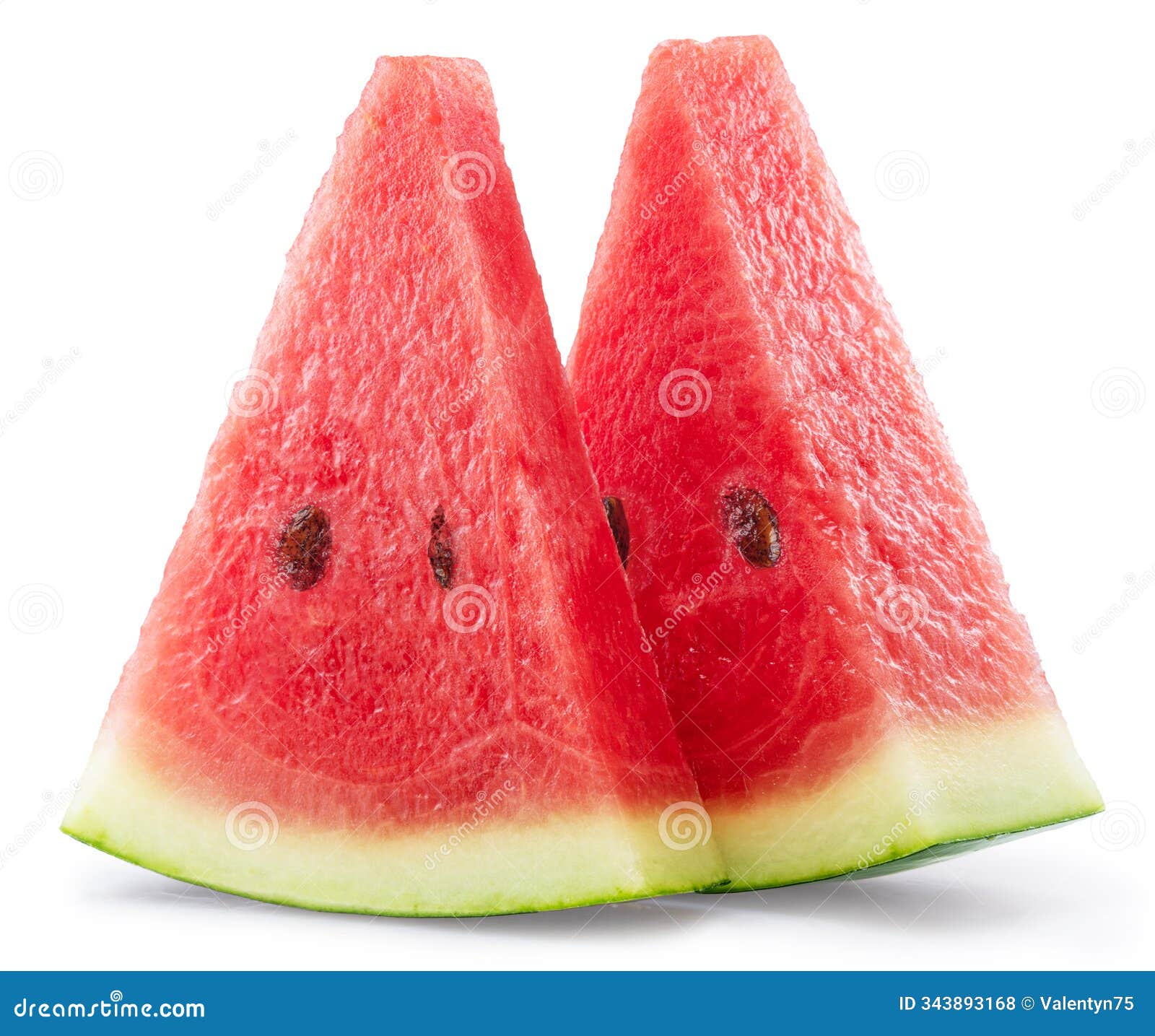 Watermelon Triangle Slices with Seeds Isolated on White Background ...