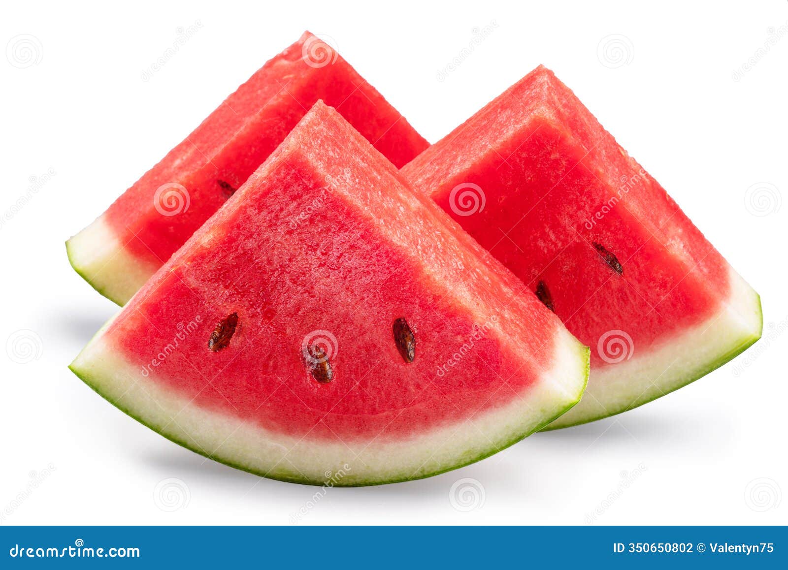 Watermelon Triangle Slices with Seeds Isolated on White Background ...