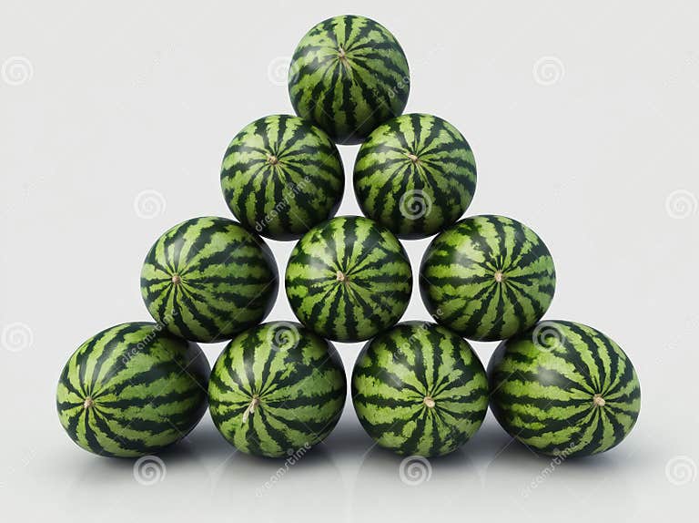 Watermelon Triangle Stack on White Stock Illustration - Illustration of ...