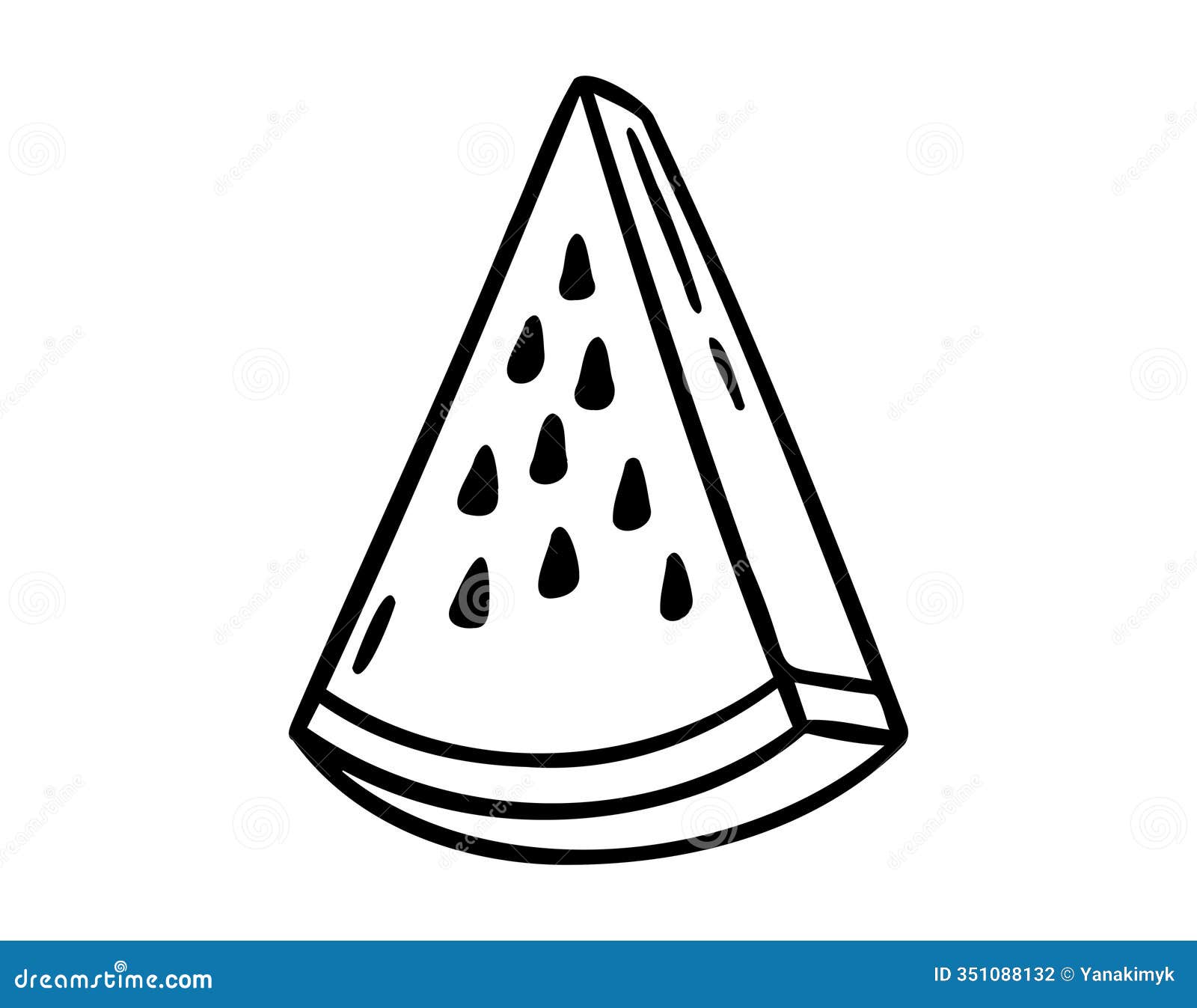 Watermelon Triangular Piece Doodle Hand Drawn Icon. Outline Drawing Watermelon Triangular Piece ...