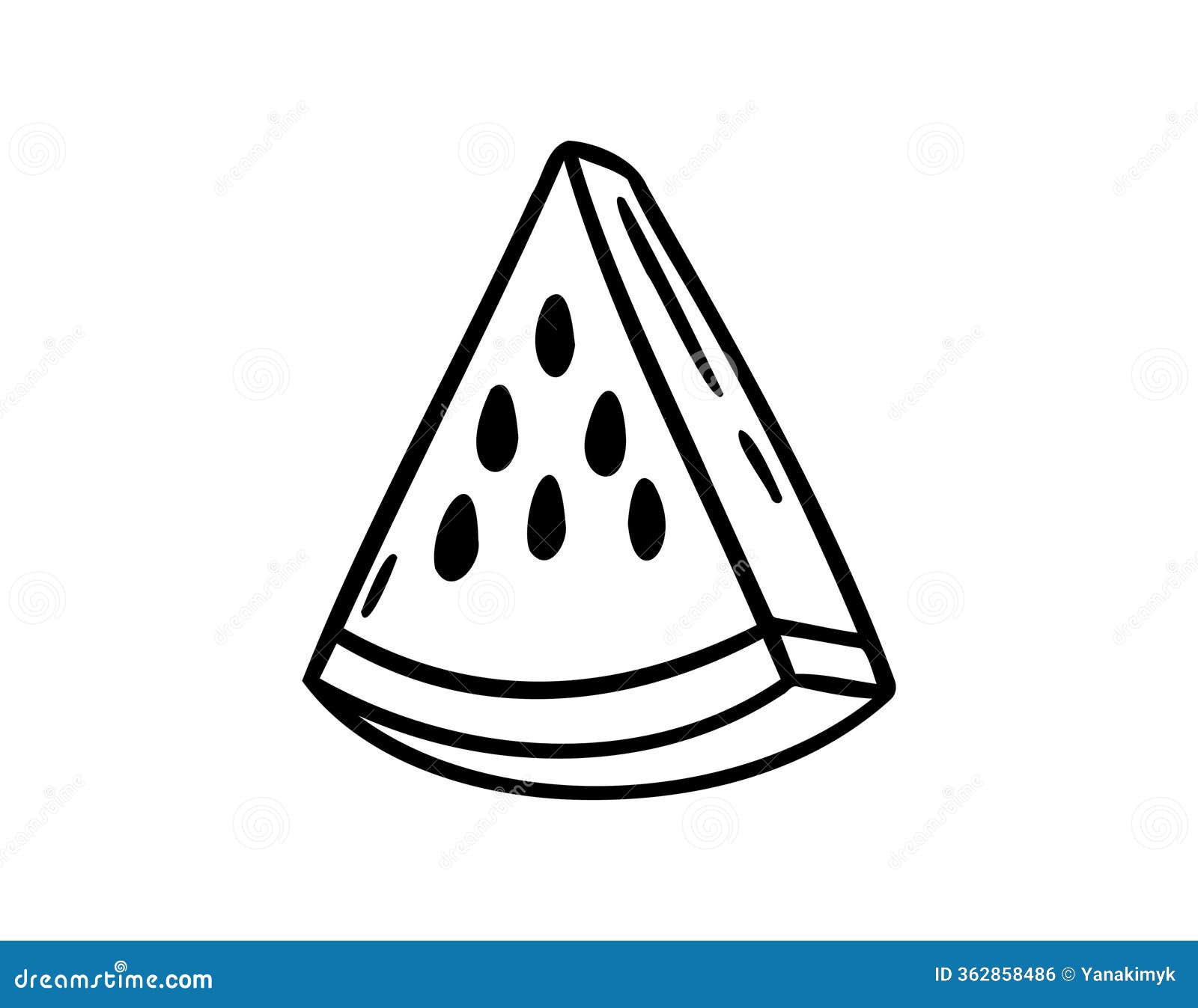 Watermelon Triangular Piece Doodle Hand Drawn Icon. Outline Drawing ...