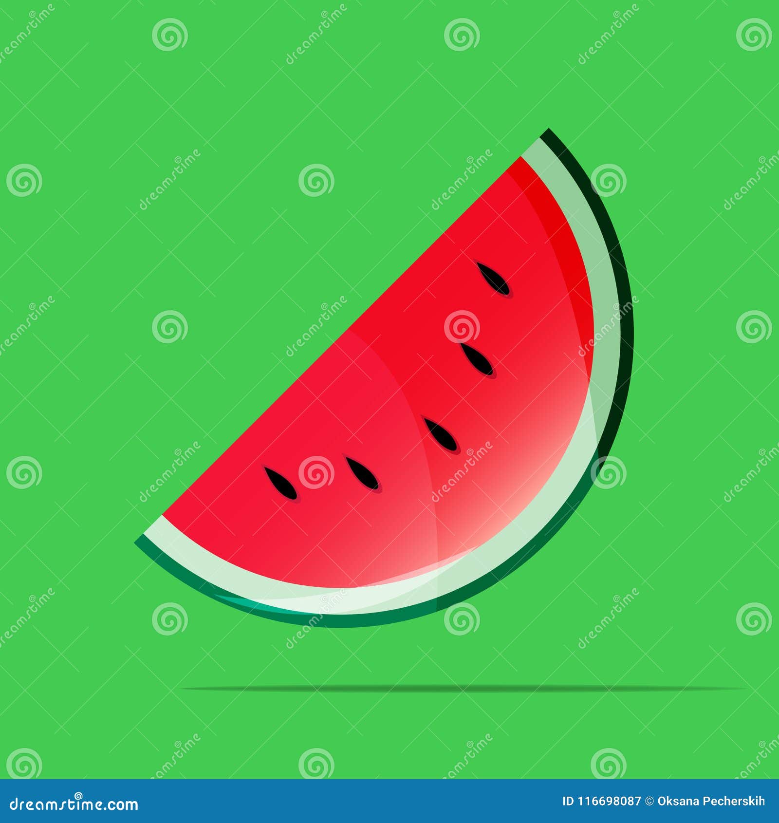 Watermelon Vector Color Illustration. Slice Watermelon Vector Fl Stock ...