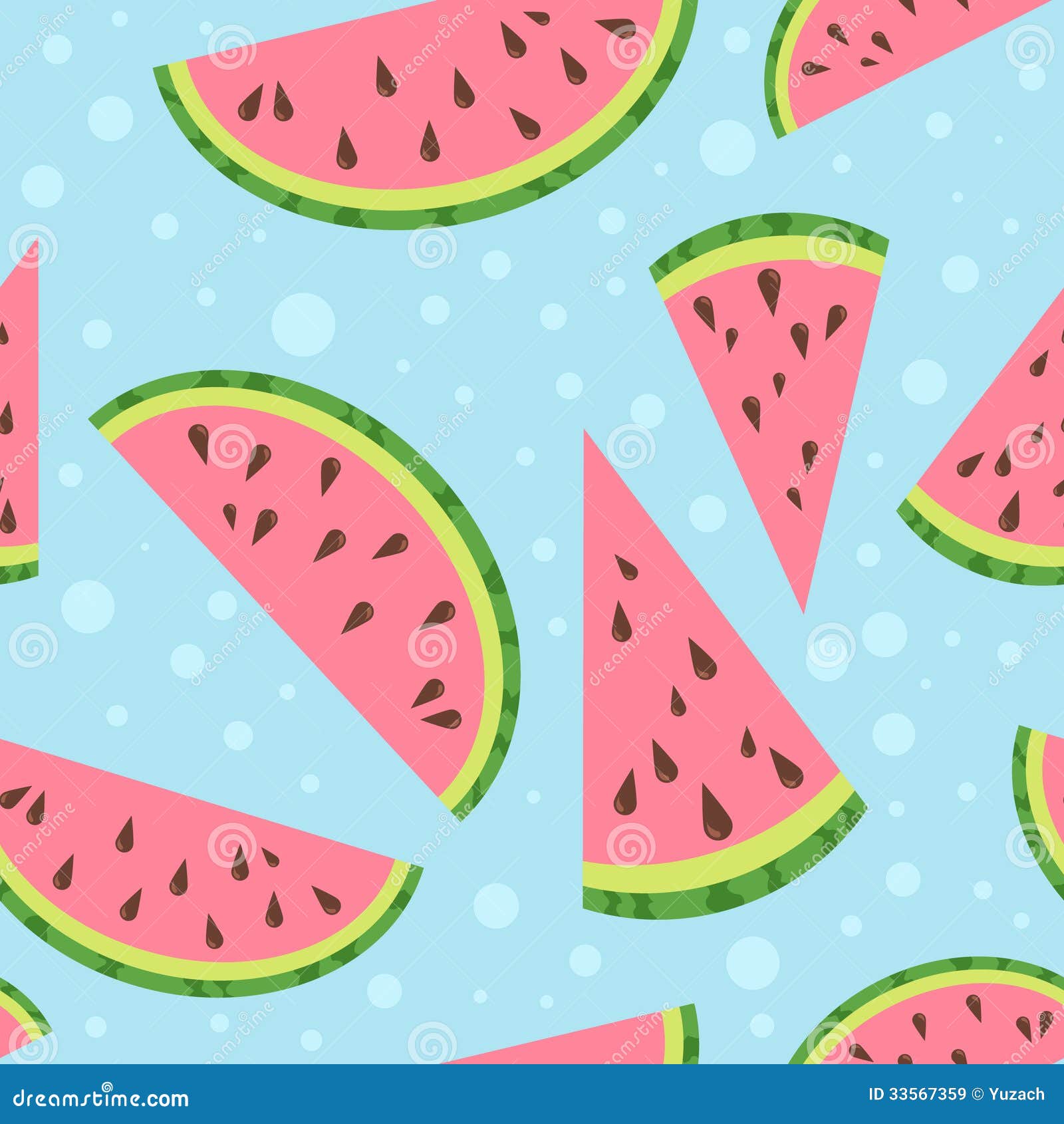Watermelon Vector Colorful Seamless Pattern on Blu Stock Vector ...