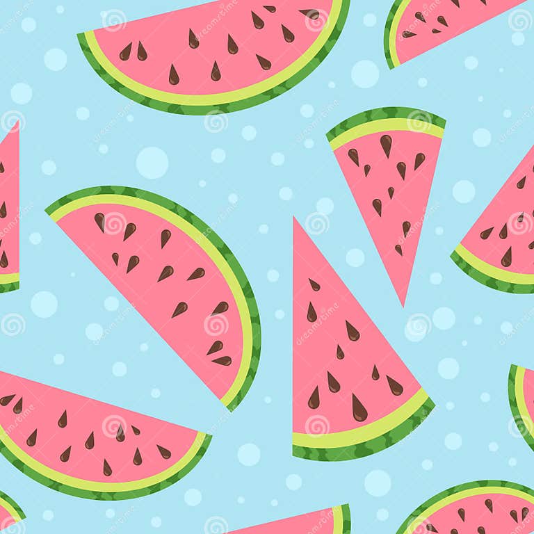 Watermelon Vector Colorful Seamless Pattern on Blu Stock Vector ...