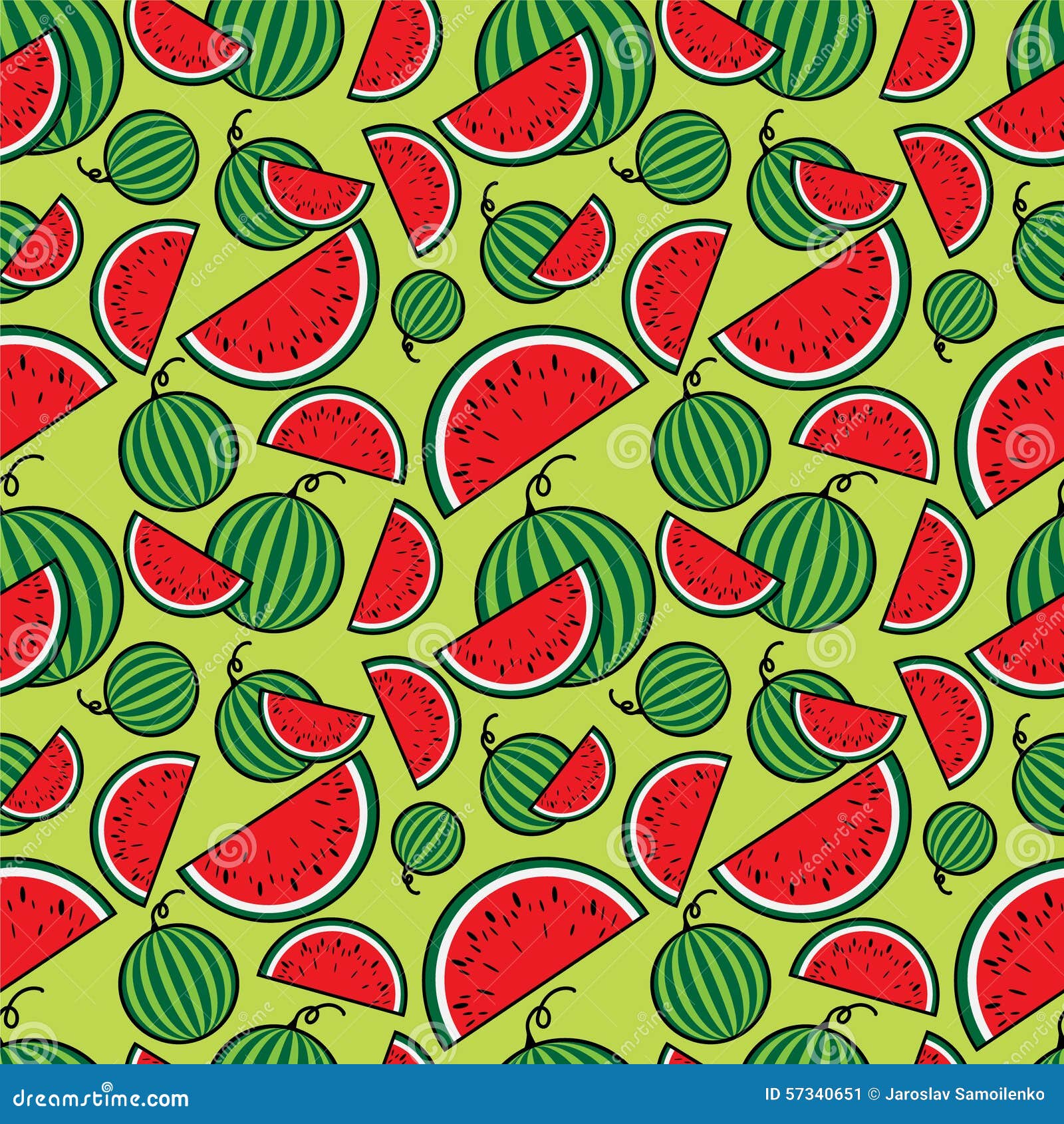 Watermelon Vector Colorful Seamless Pattern Stock Illustration ...