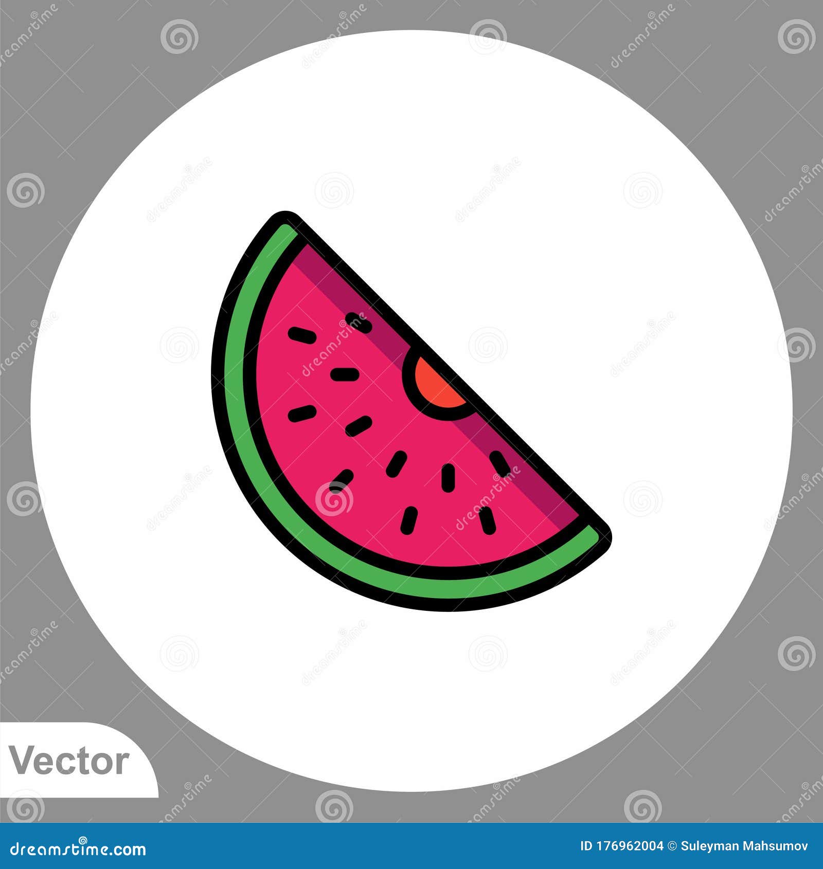 Watermelon Vector Icon Sign Symbol Stock Illustration - Illustration of ...
