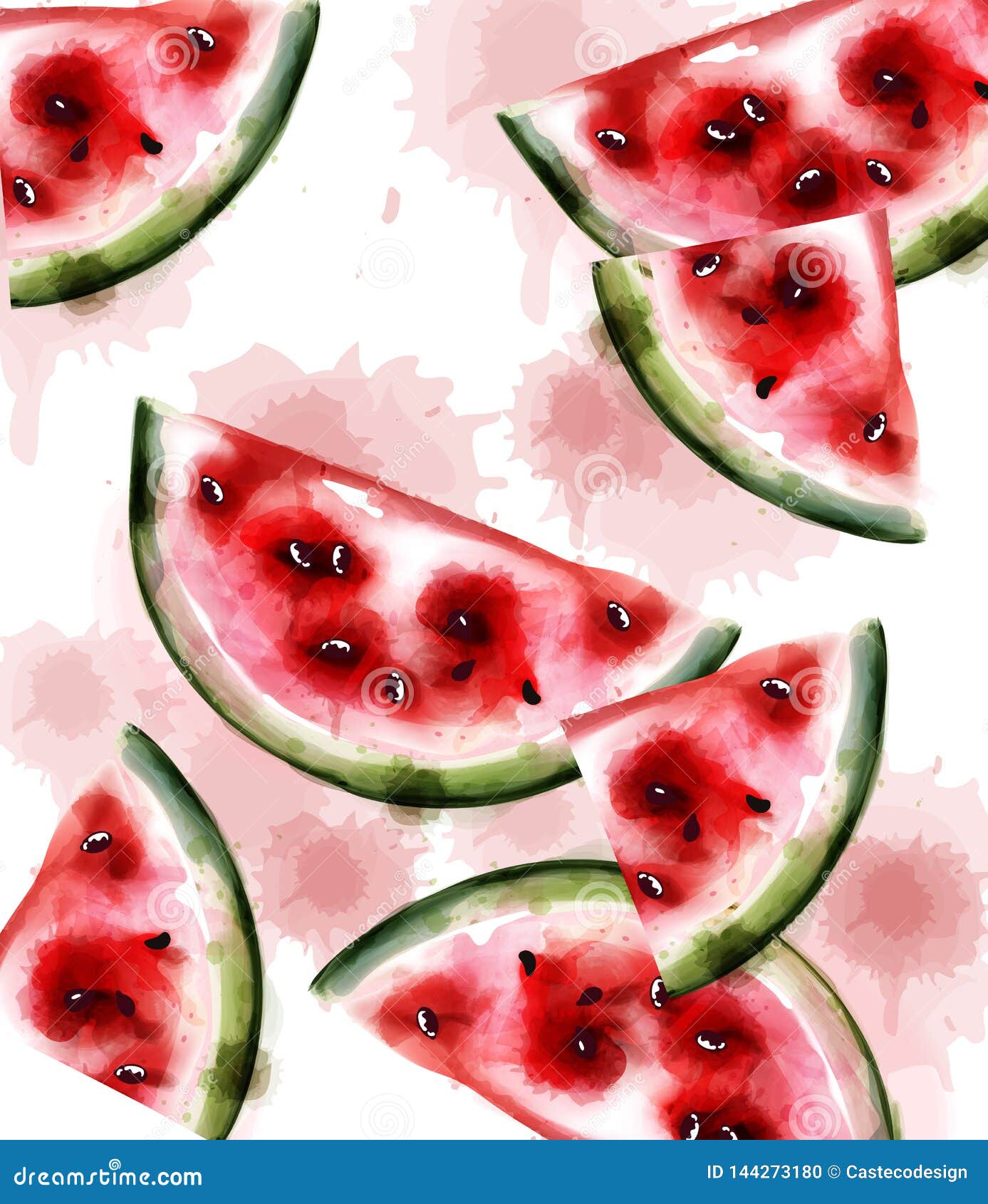 Watermelon Vector Watercolor Texture. Fruits Pattern Backgrounds Stock ...