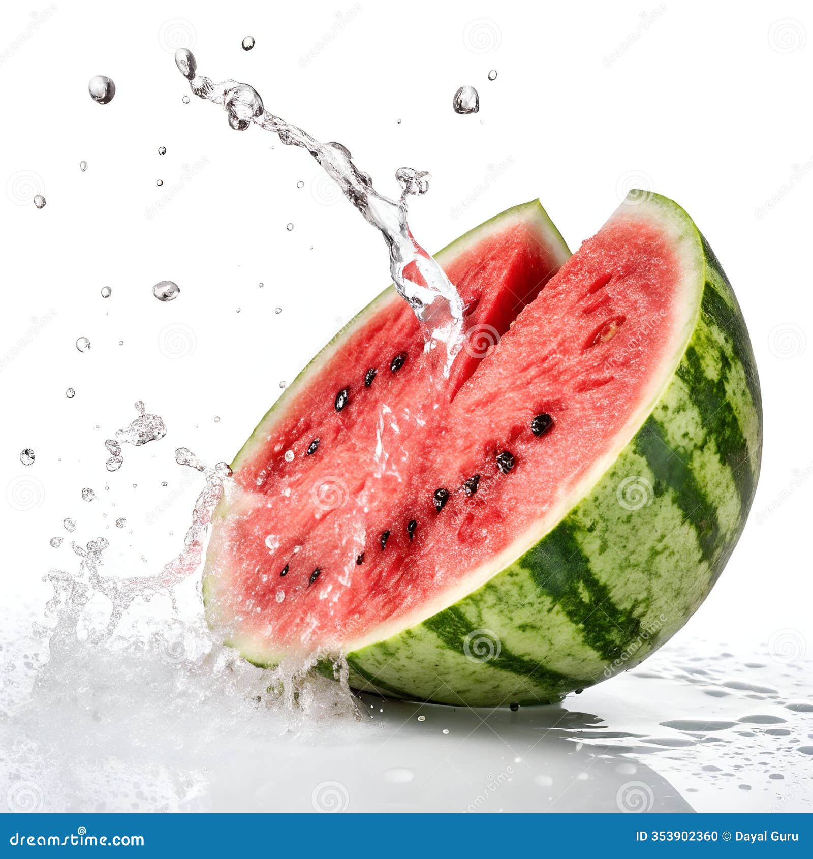 Watermelon with Water Splash Isolated on White Background Stock ...