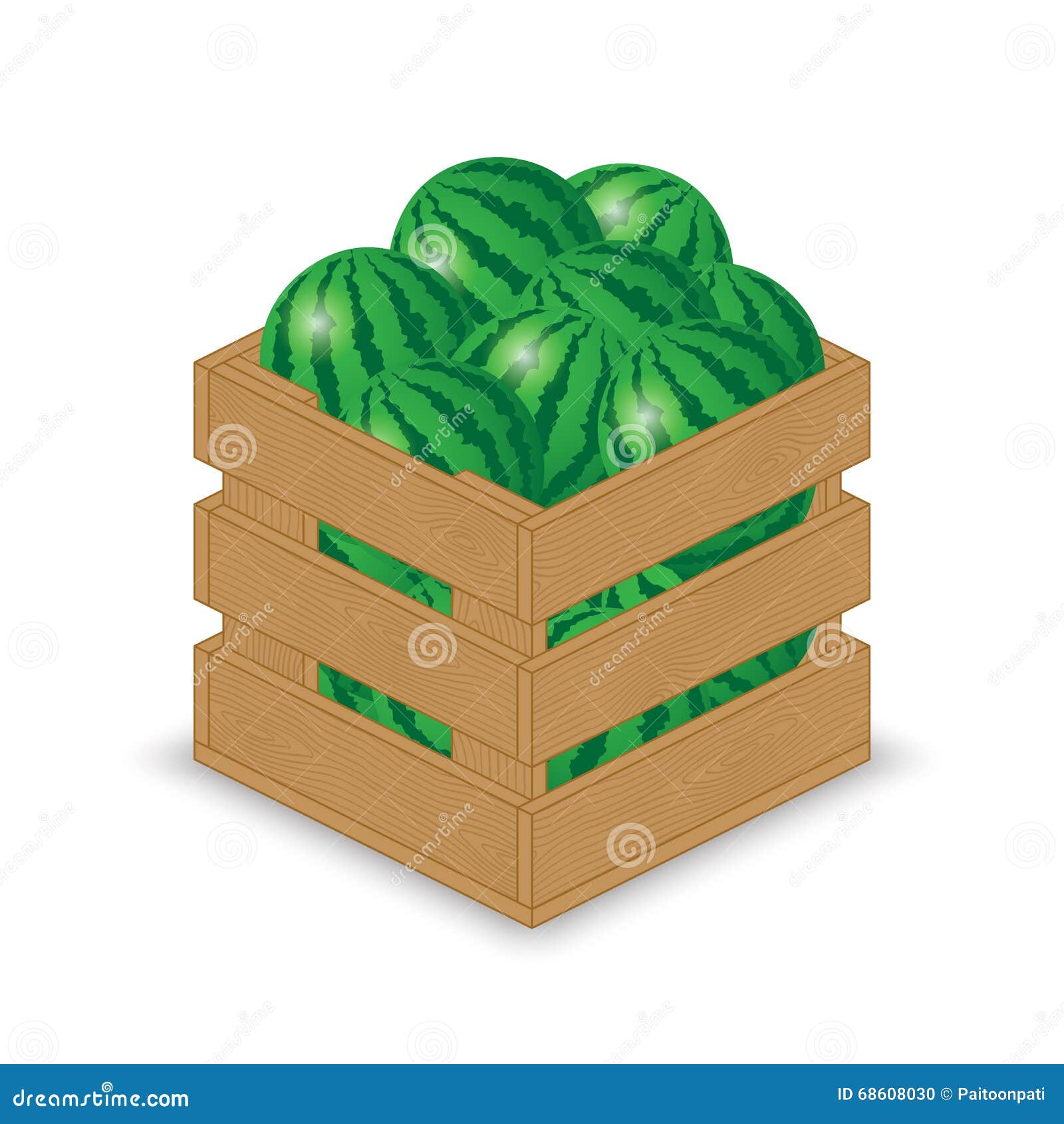 Watermelon in wooden crate stock vector. Illustration of watermelon ...
