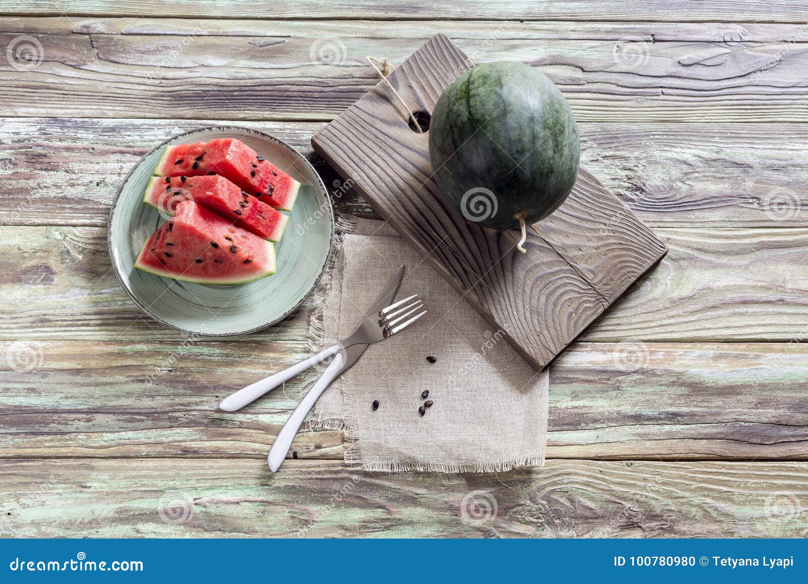 Watermelon on a Wooden Table Stock Photo - Image of enjoyment, diet ...