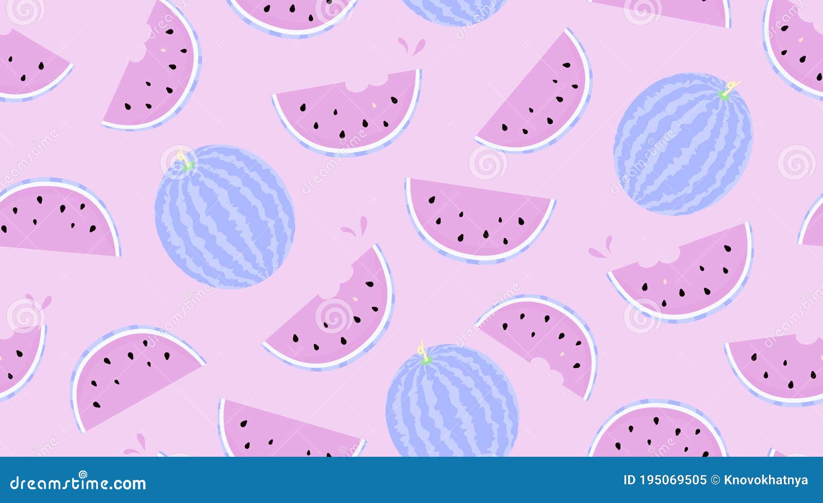 Watermelons Purple Flat Vector Seamless Pattern Stock Illustration ...