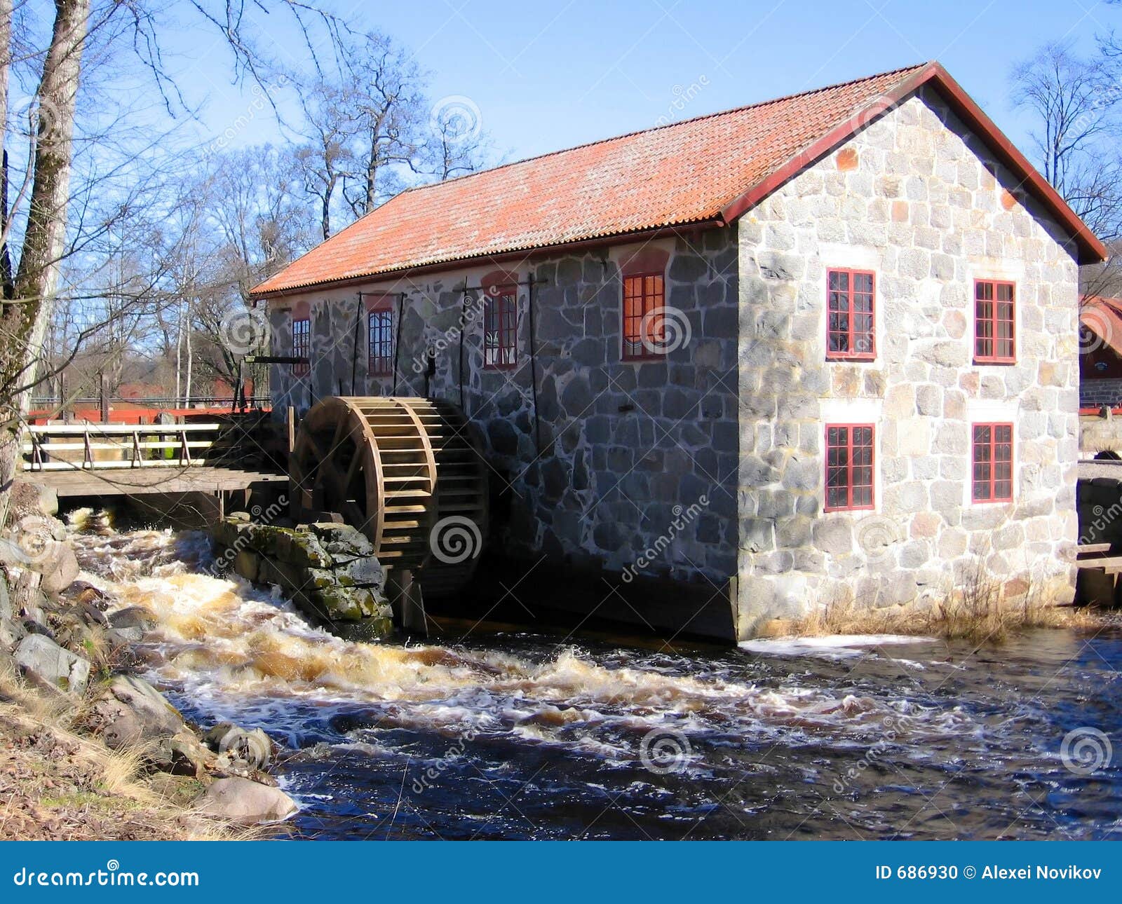 Watermill stock photo. Image of gears, pond, grain, machines - 686930