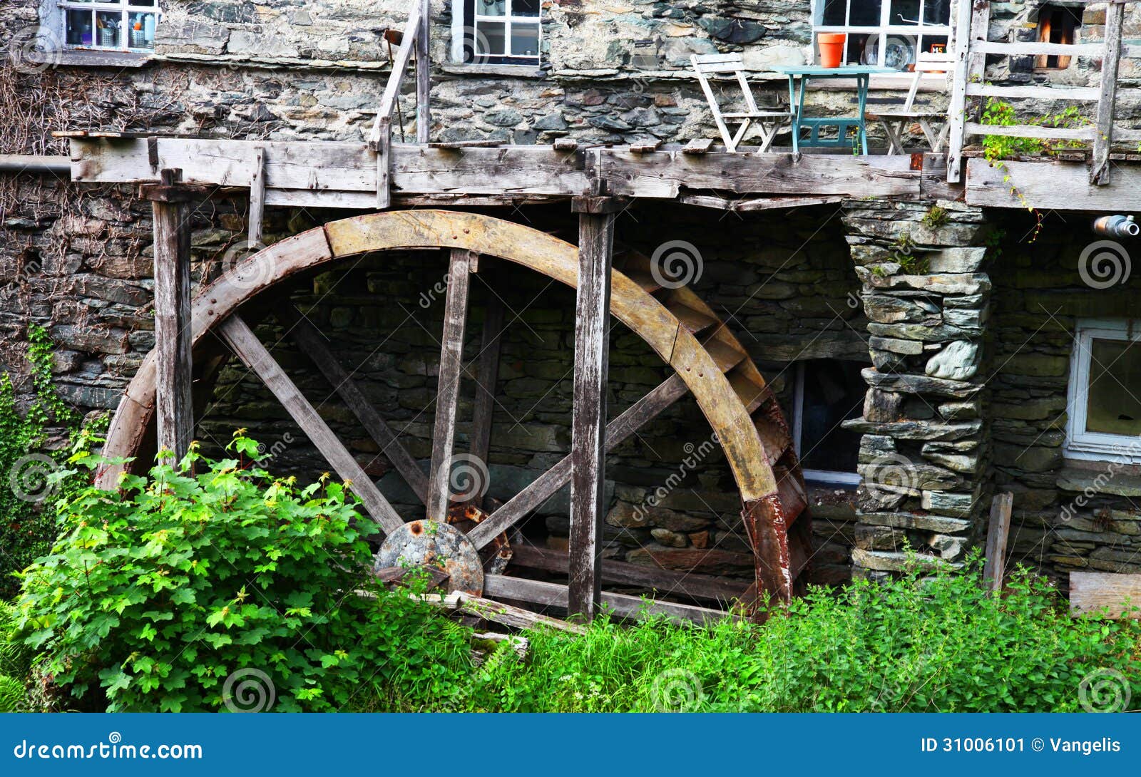 Watermolen en waterwiel stock afbeelding. Image of erfenis - 31006101